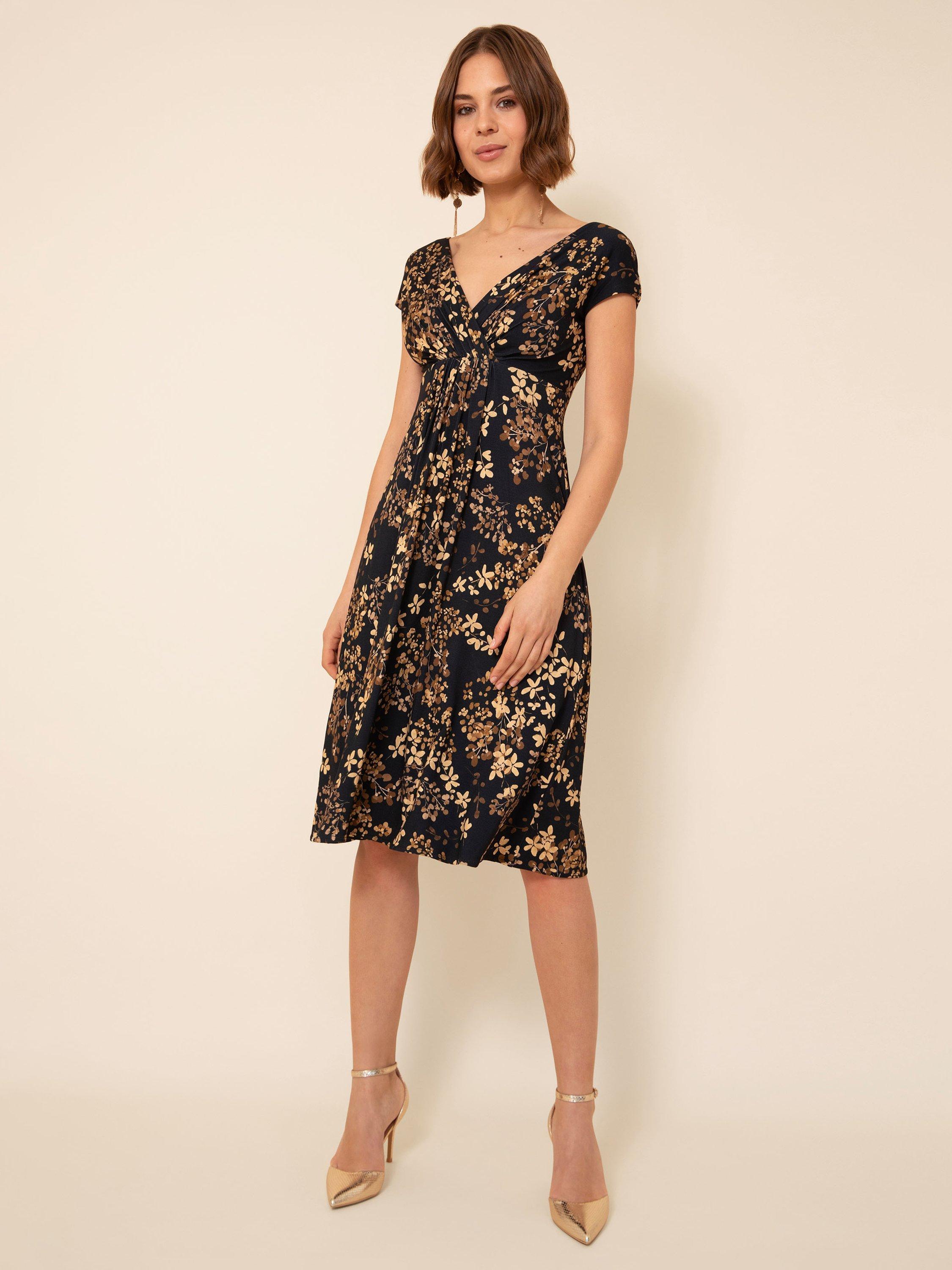 Alie Street Sara Floral Midi Dress, Black/Gold