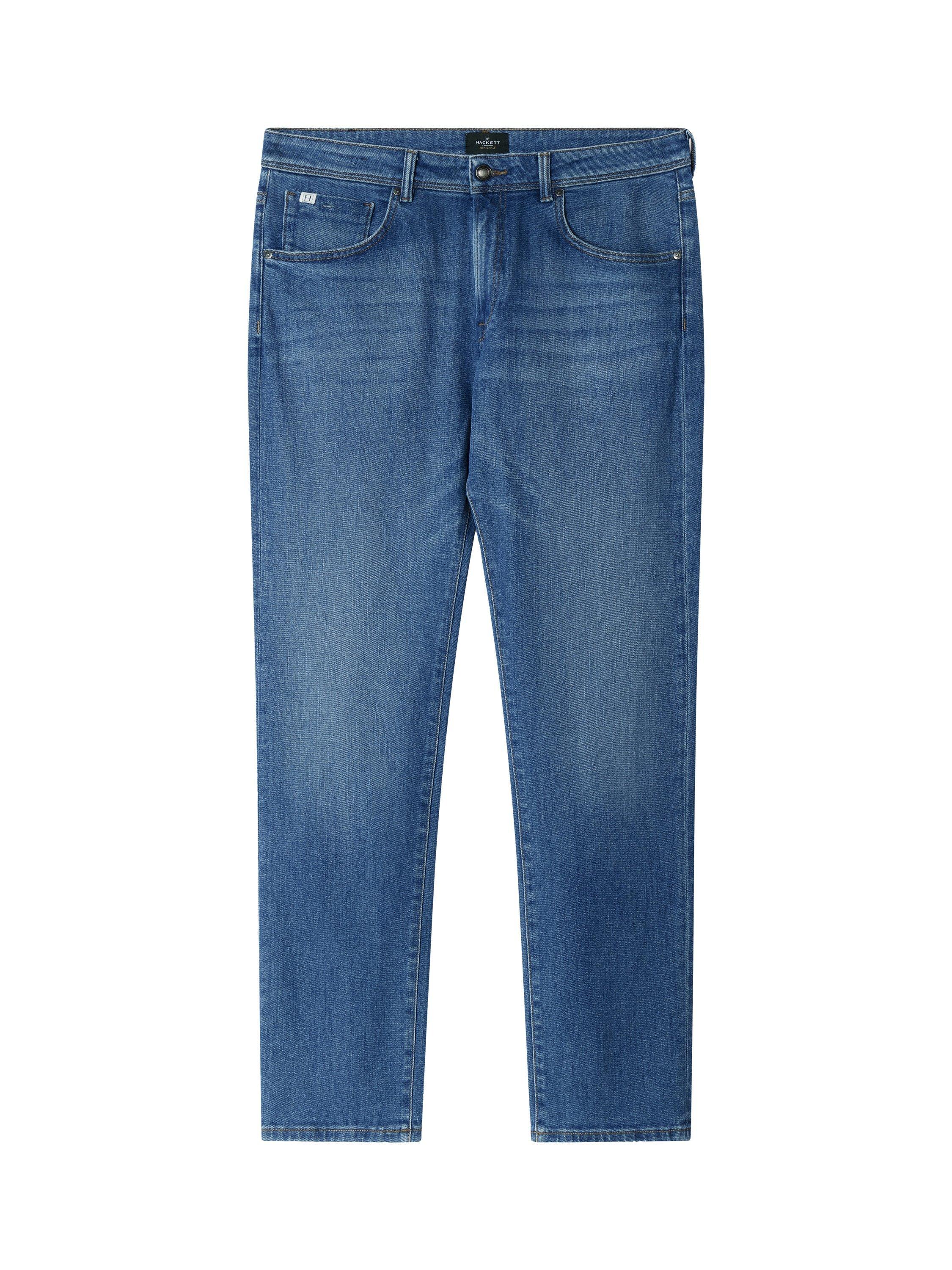 Hackett London Newburg Classic Fit Vintage Wash Jeans, Denim Blue