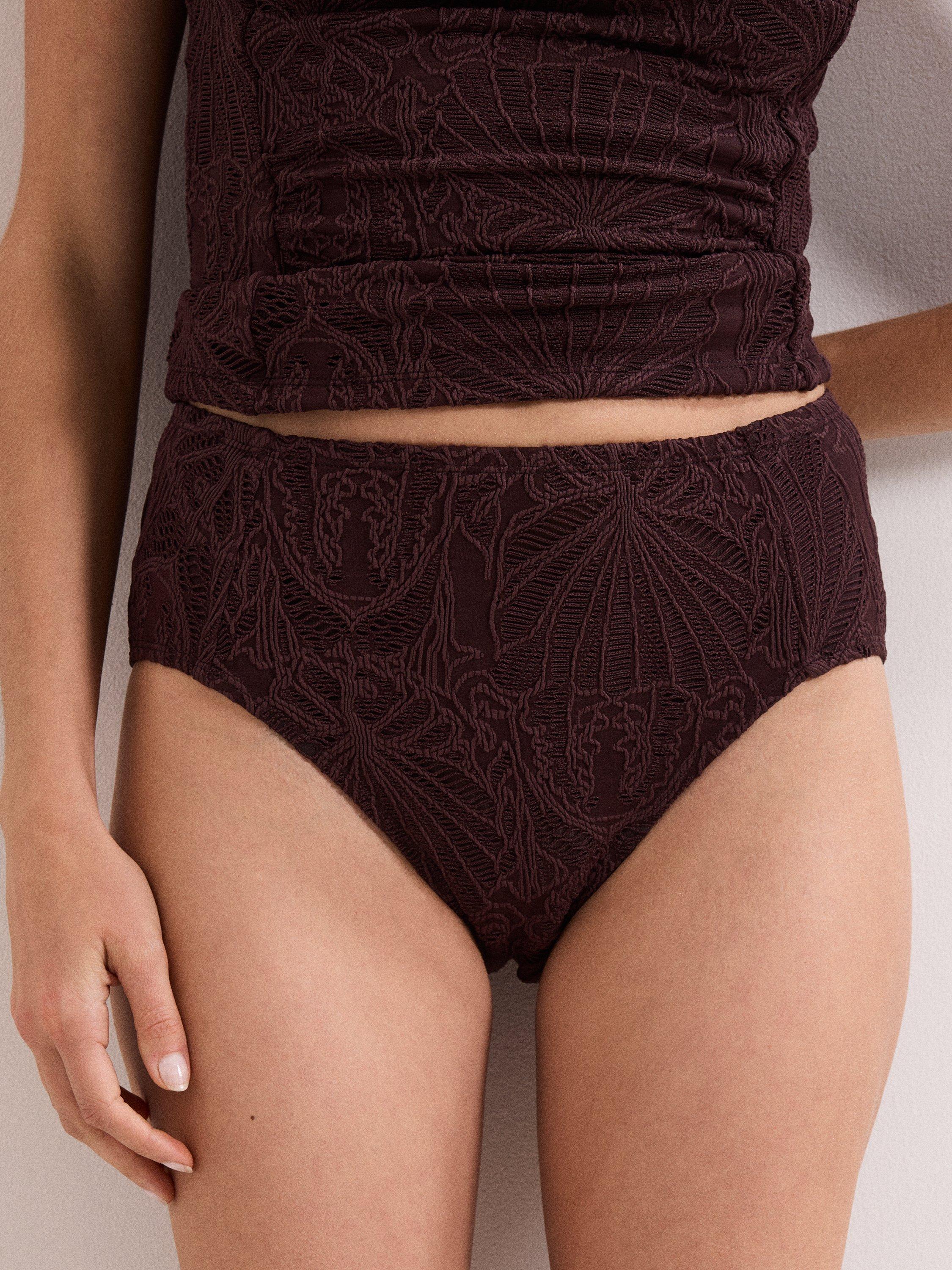 Floral Textured Tankini Bottoms, Brown | Phase Eight