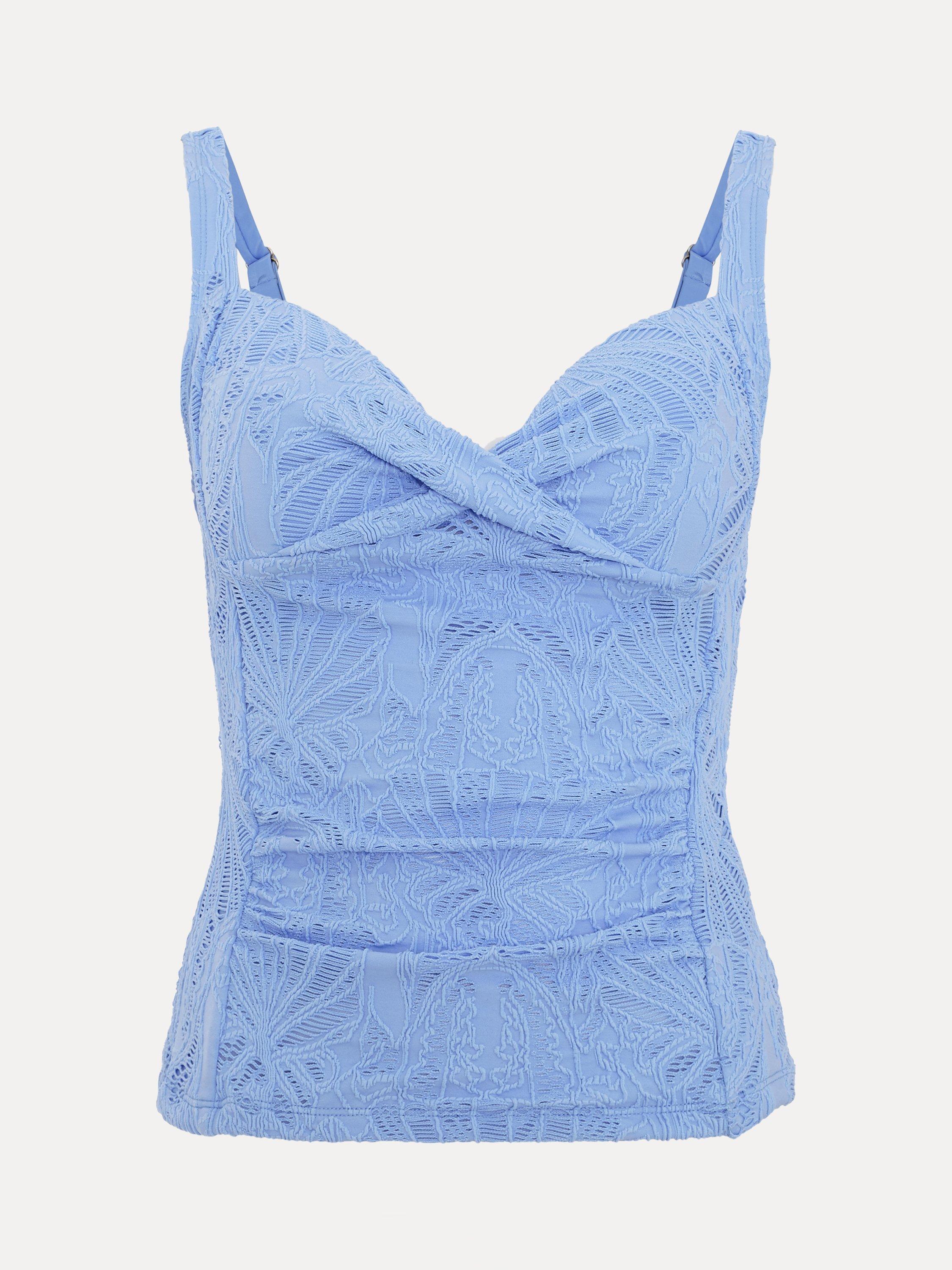 Phase Eight Floral Textured Tankini Top, Pale Blue