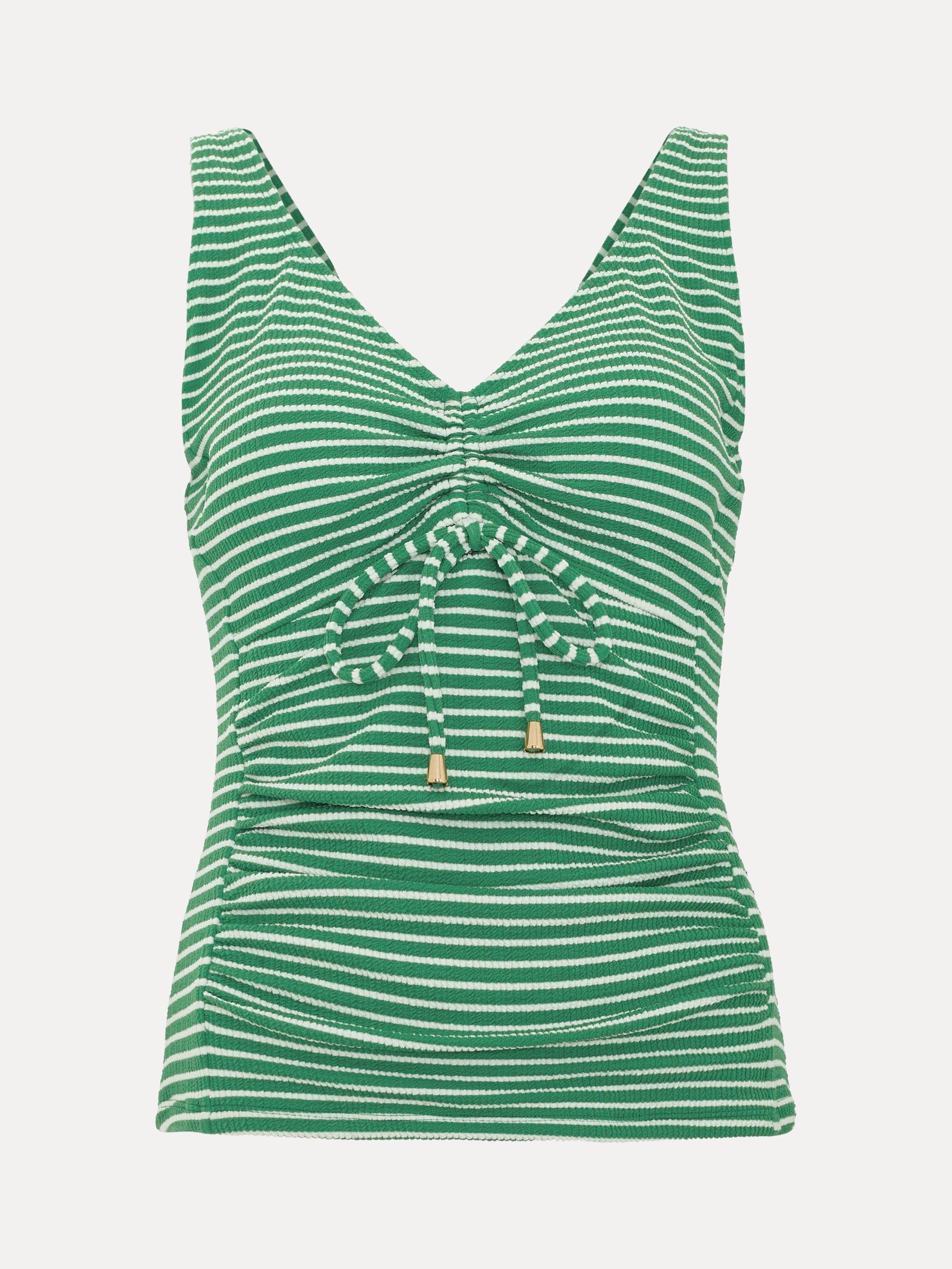 Phase Eight Stripe Crinkle Tankini Top, Green