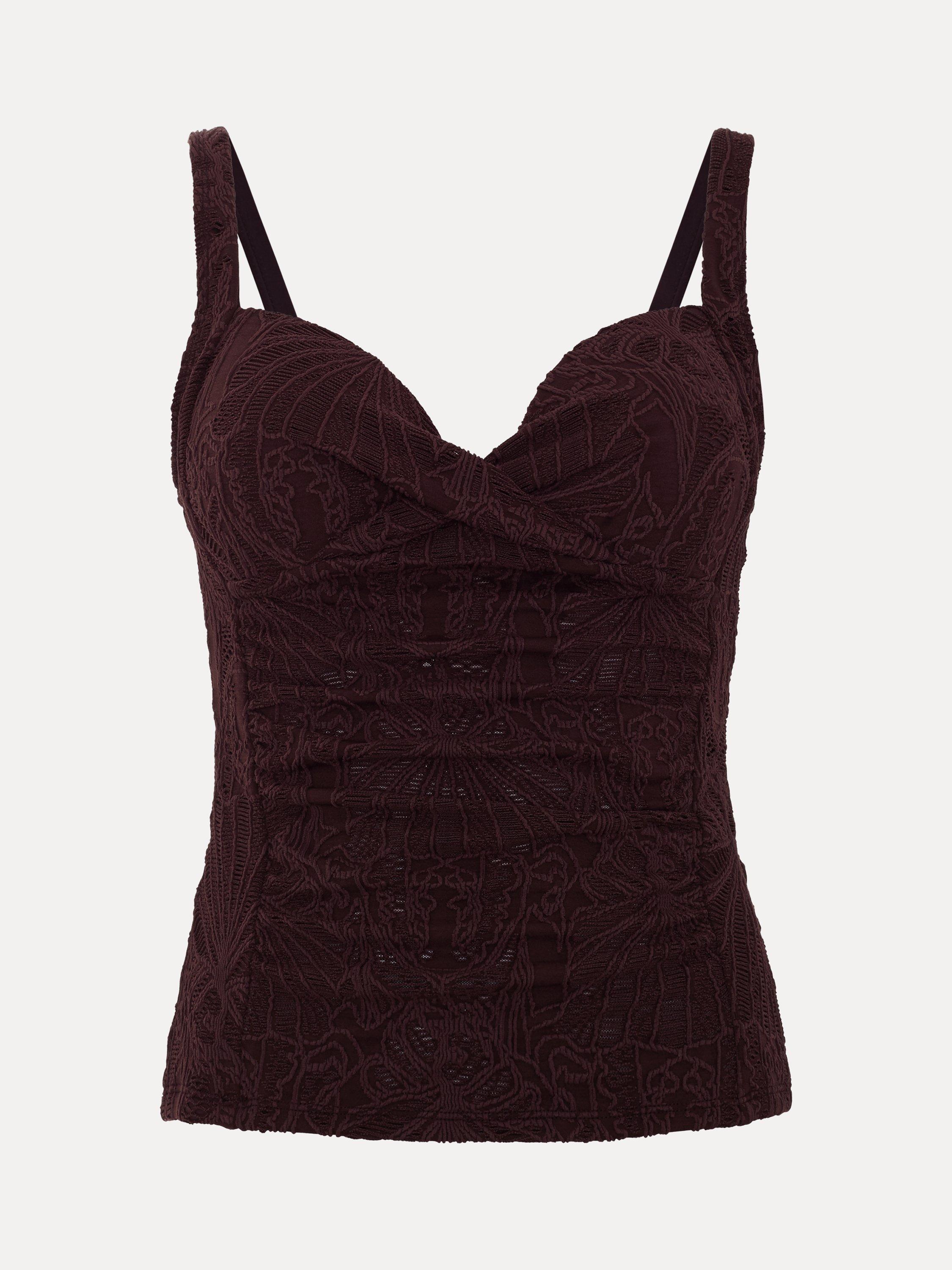 Phase Eight Floral Textured Tankini Top, Brown