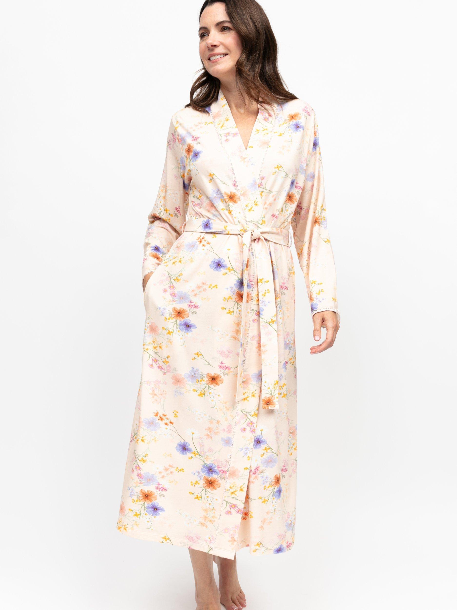 Nora Rose by Cyberjammies Samantha Floral Dressing Gown, Peach