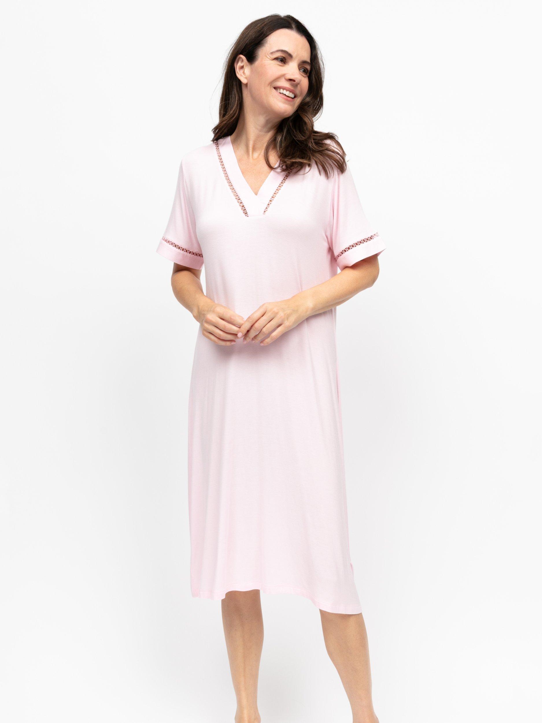Nora Rose by Cyberjammies Samantha Lace Insert Nightdress, Pink
