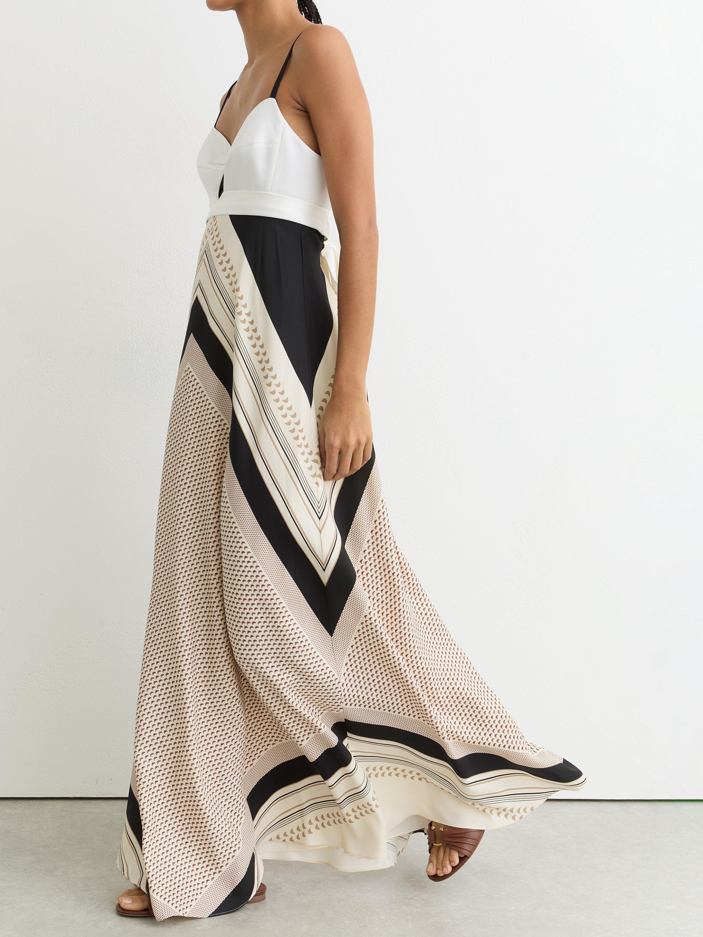 Reiss Petite Myra Scarf Print Maxi Dress, Ivory/Black