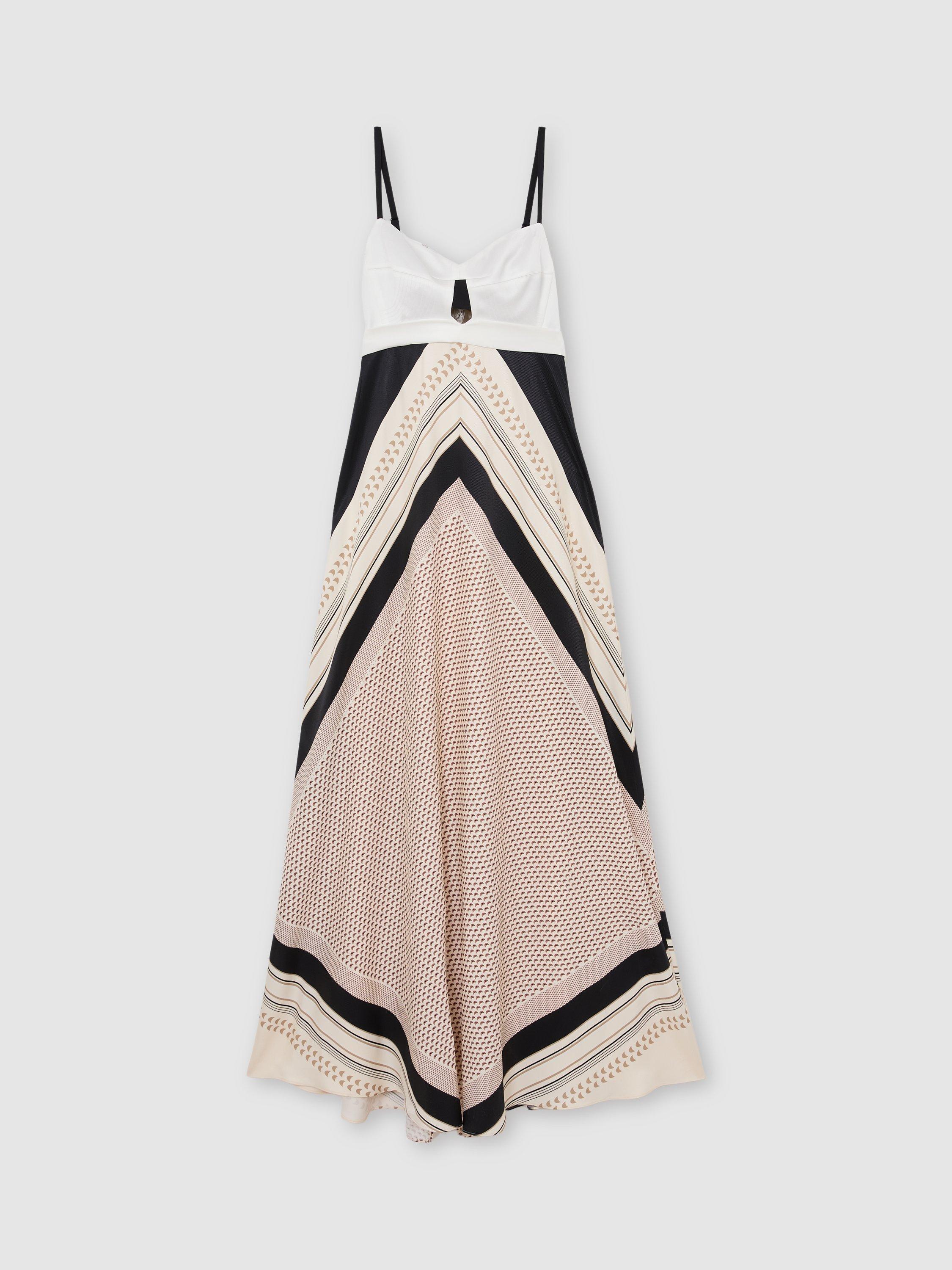 Reiss Petite Myra Scarf Print Maxi Dress, Ivory/Black