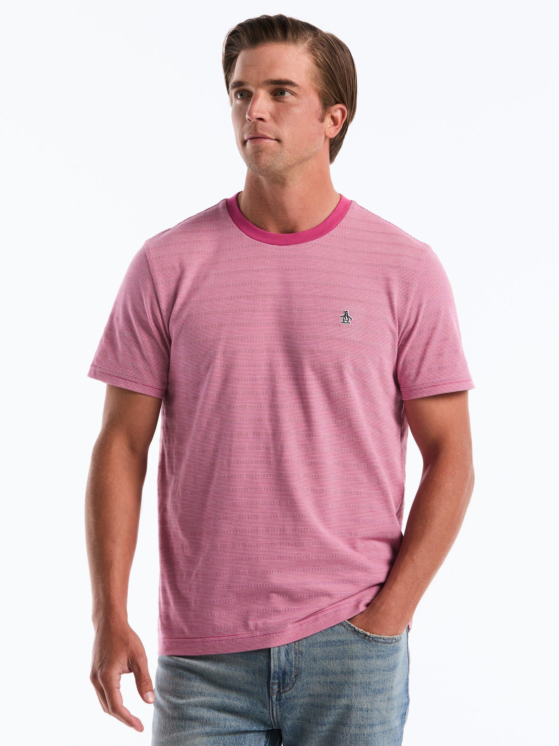 Original Penguin Cotton Blend Regular Fit Jacquard Textured T-Shirt, Pink