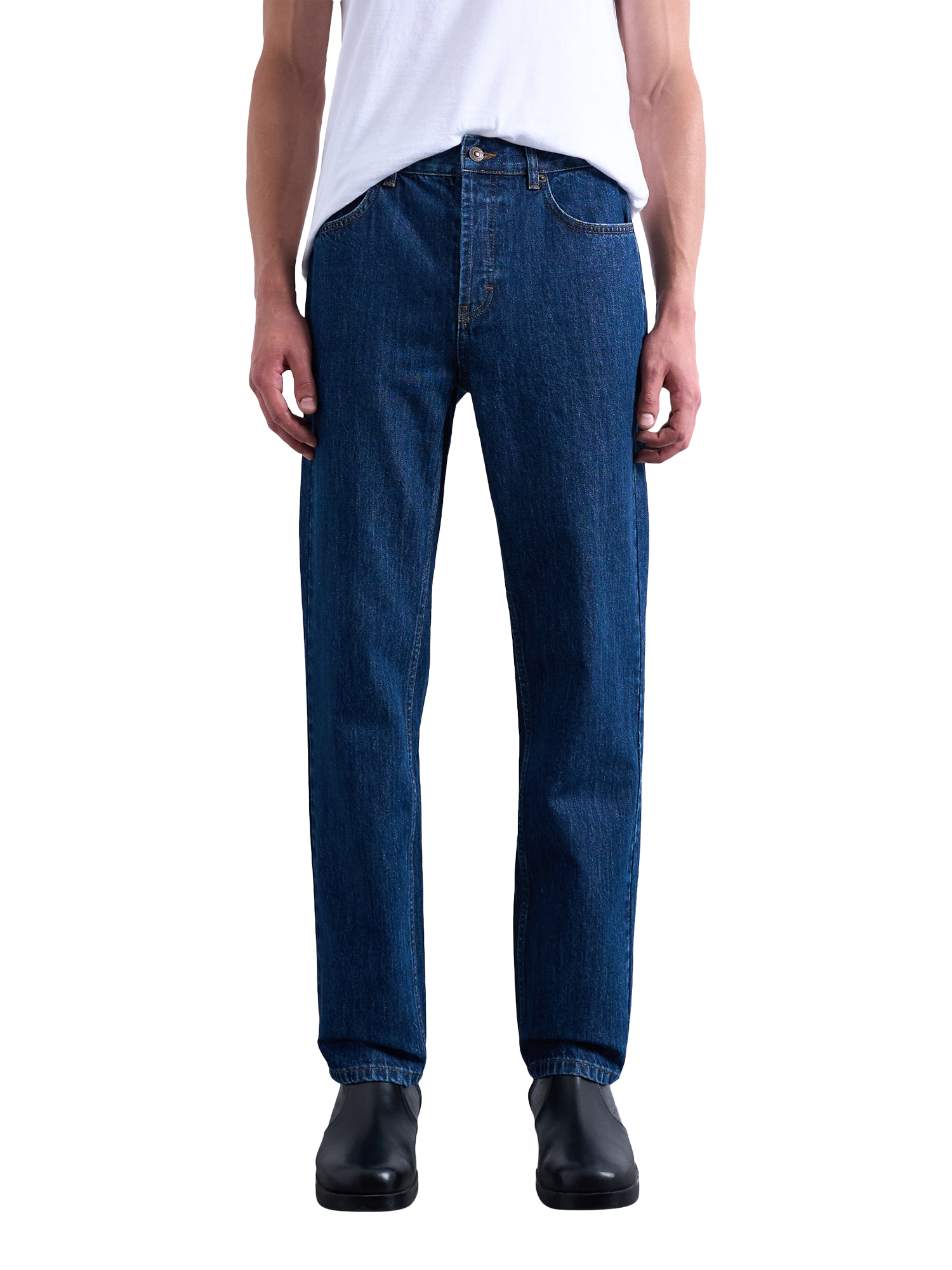 Topman Mid Rise Straight Jeans, Dark Wash Blue