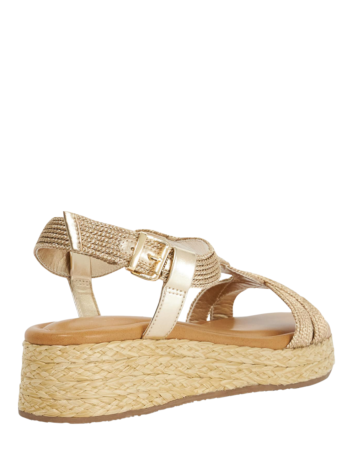 Dune London Laylah Fabric Wedge Heel Strappy Sandals, Gold Metallic
