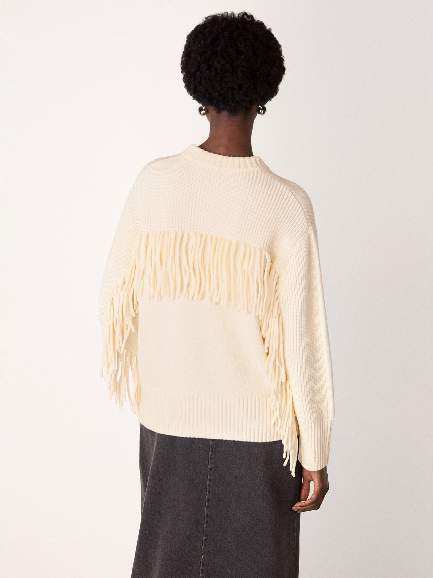 Whistles Fringe Rib Detail Jumper, Ivory