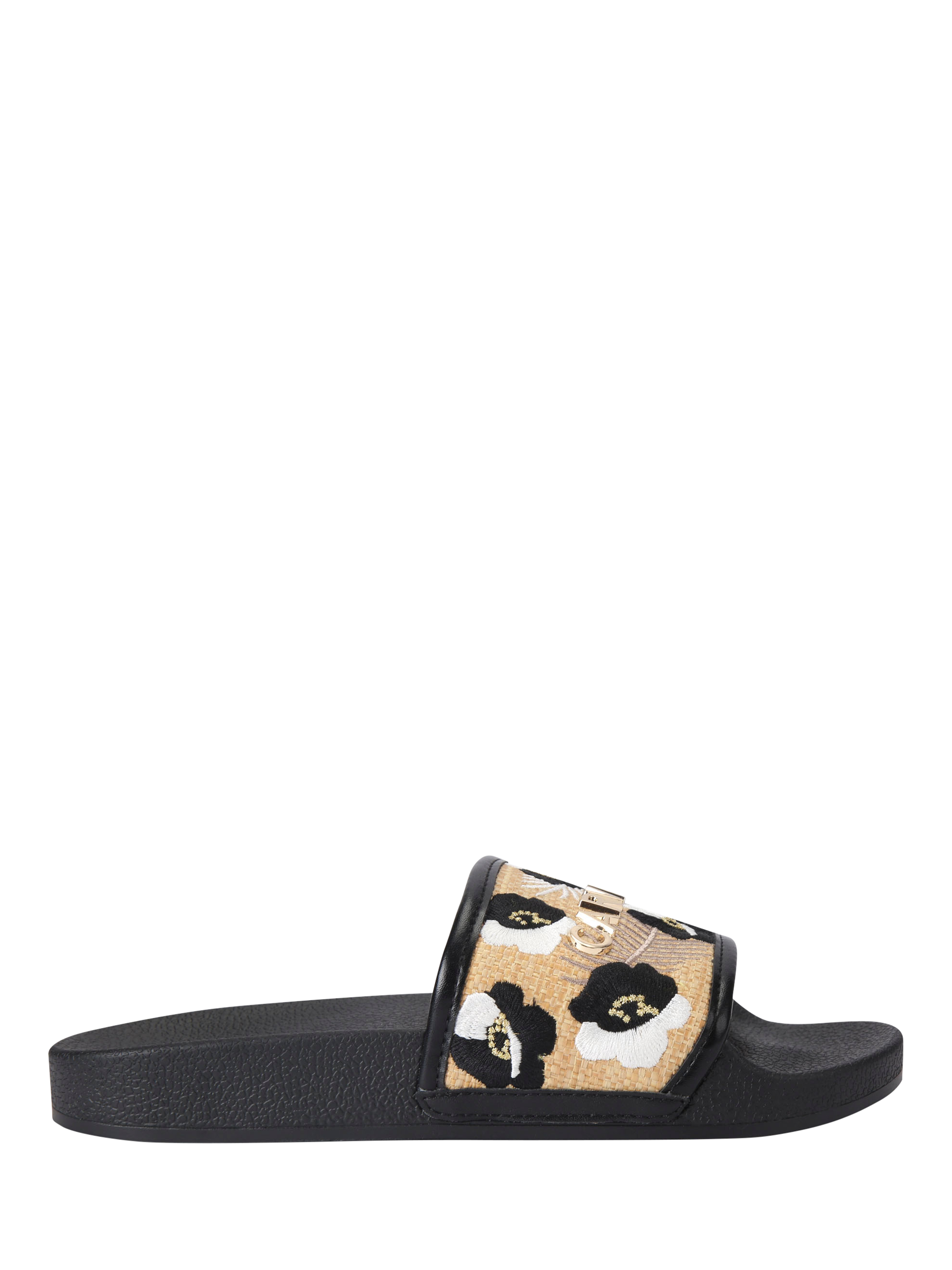 Carvela Giorgia Flower Slider Sandals, Black/Multi