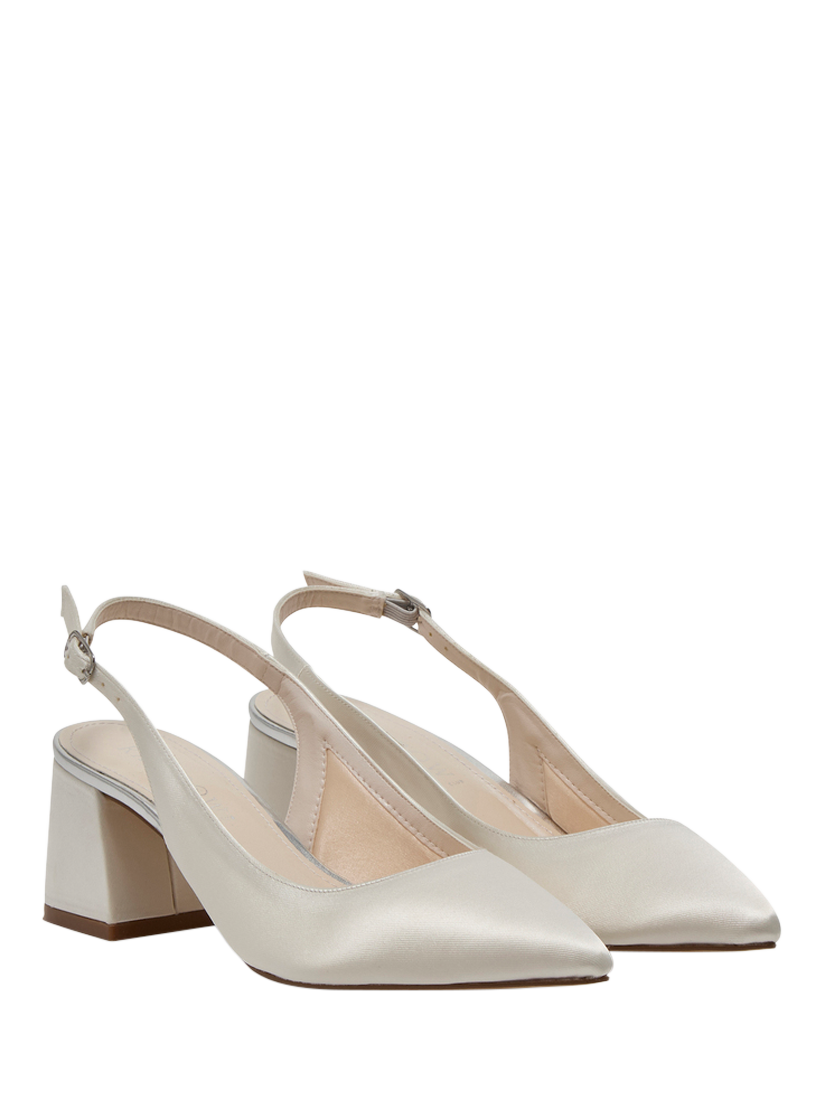Rainbow Club Hazel Block Heel Wedding Slingbacks, Ivory