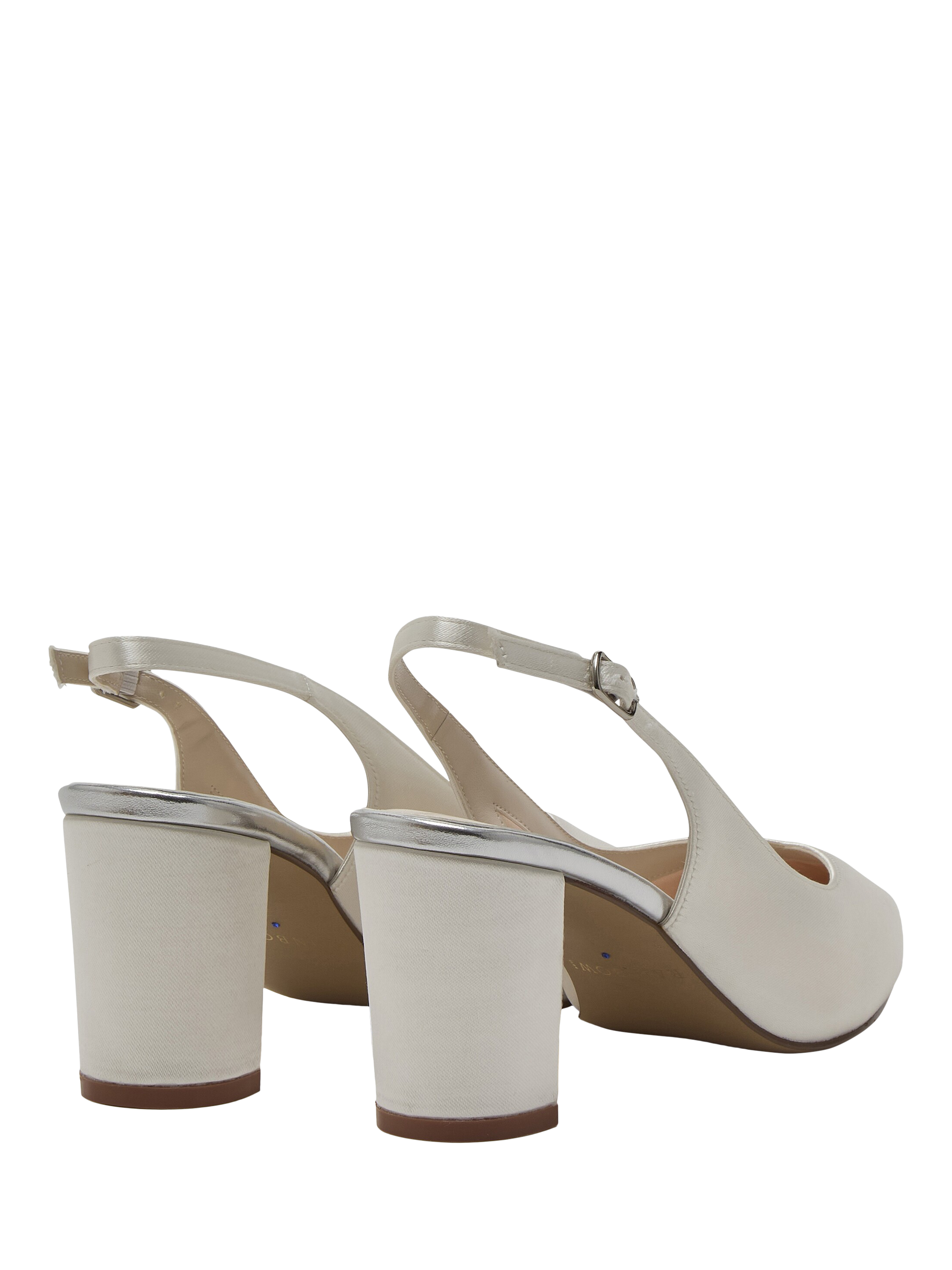 Rainbow Club Ivy Satin Ivy Block Heel Wedding Slingback Court Shoes, Ivory