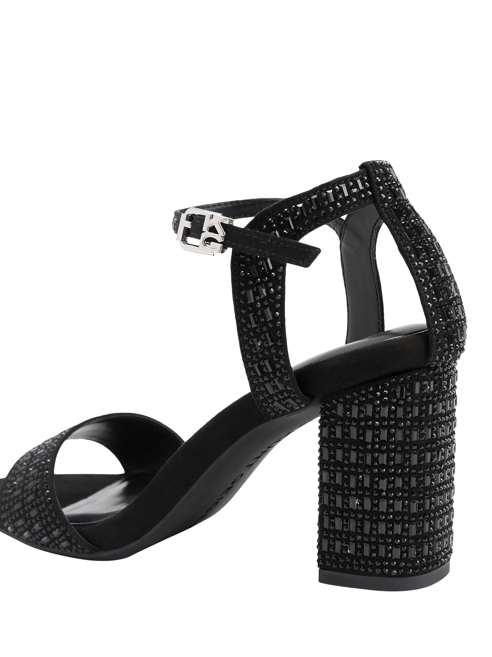 KG Kurt Geiger Fleur Embellished Block Heel Sandals, Black