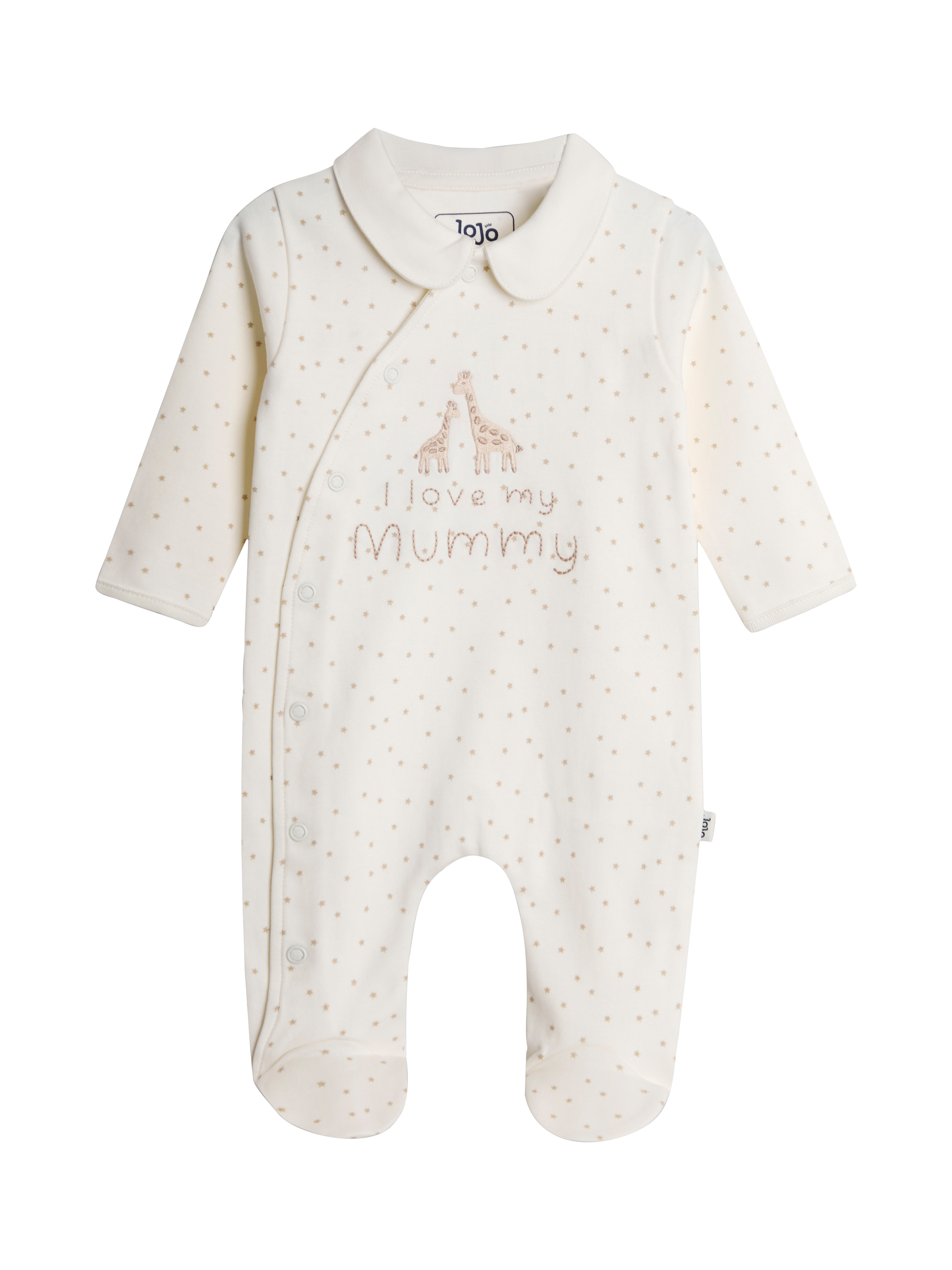 JoJo Maman Bébé Baby I Love Mummy Footed Sleepsuit, Cream