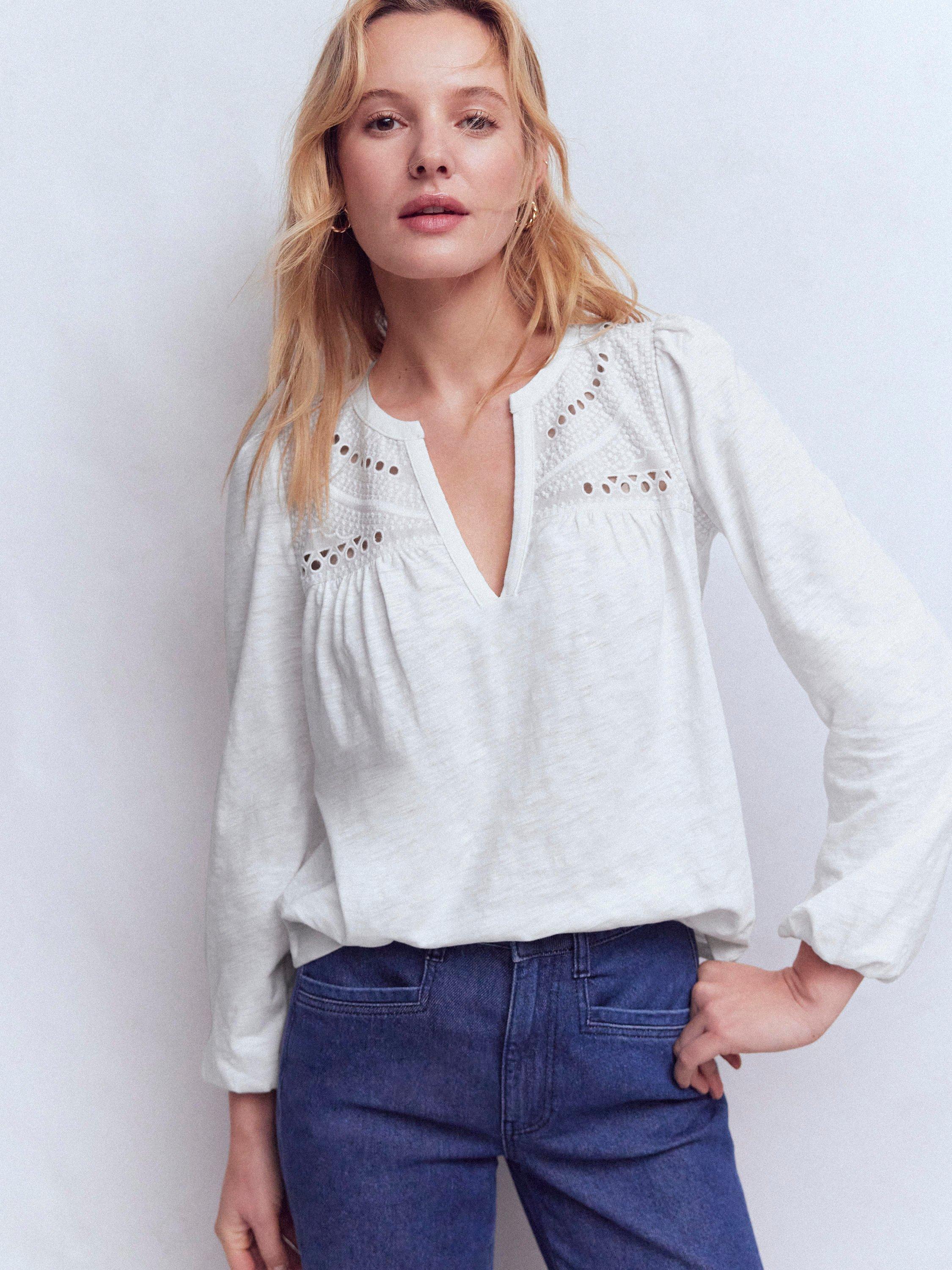 Boden Harriet Cut Out Detail Top, White
