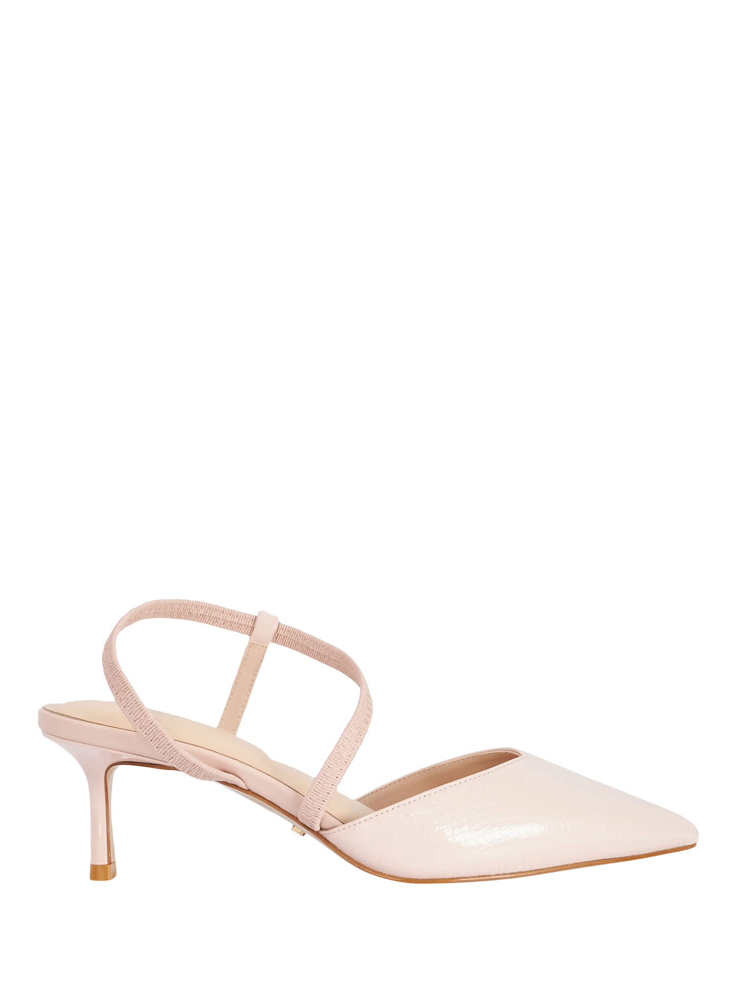 Dune London Wide Fit Charming Leather Cross Strap Open Court Shoes, Pink
