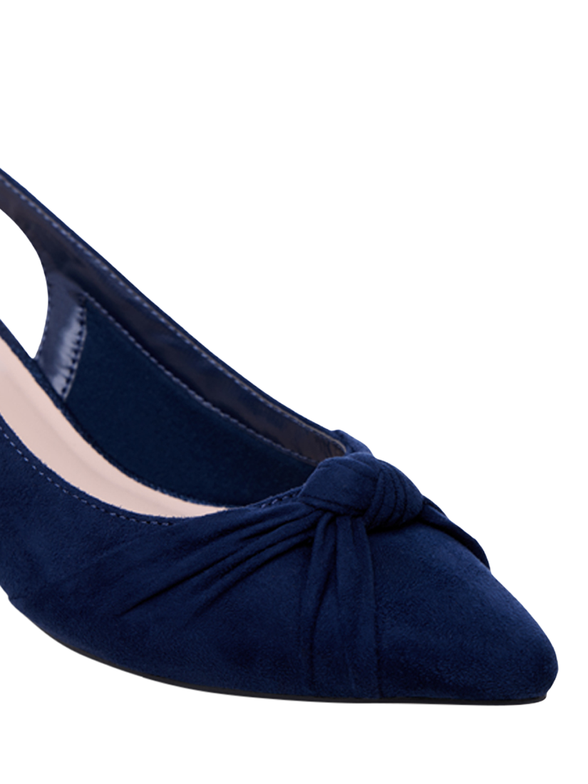 Paradox London Ilene Block Heel Knot Detail Court Shoes, Navy