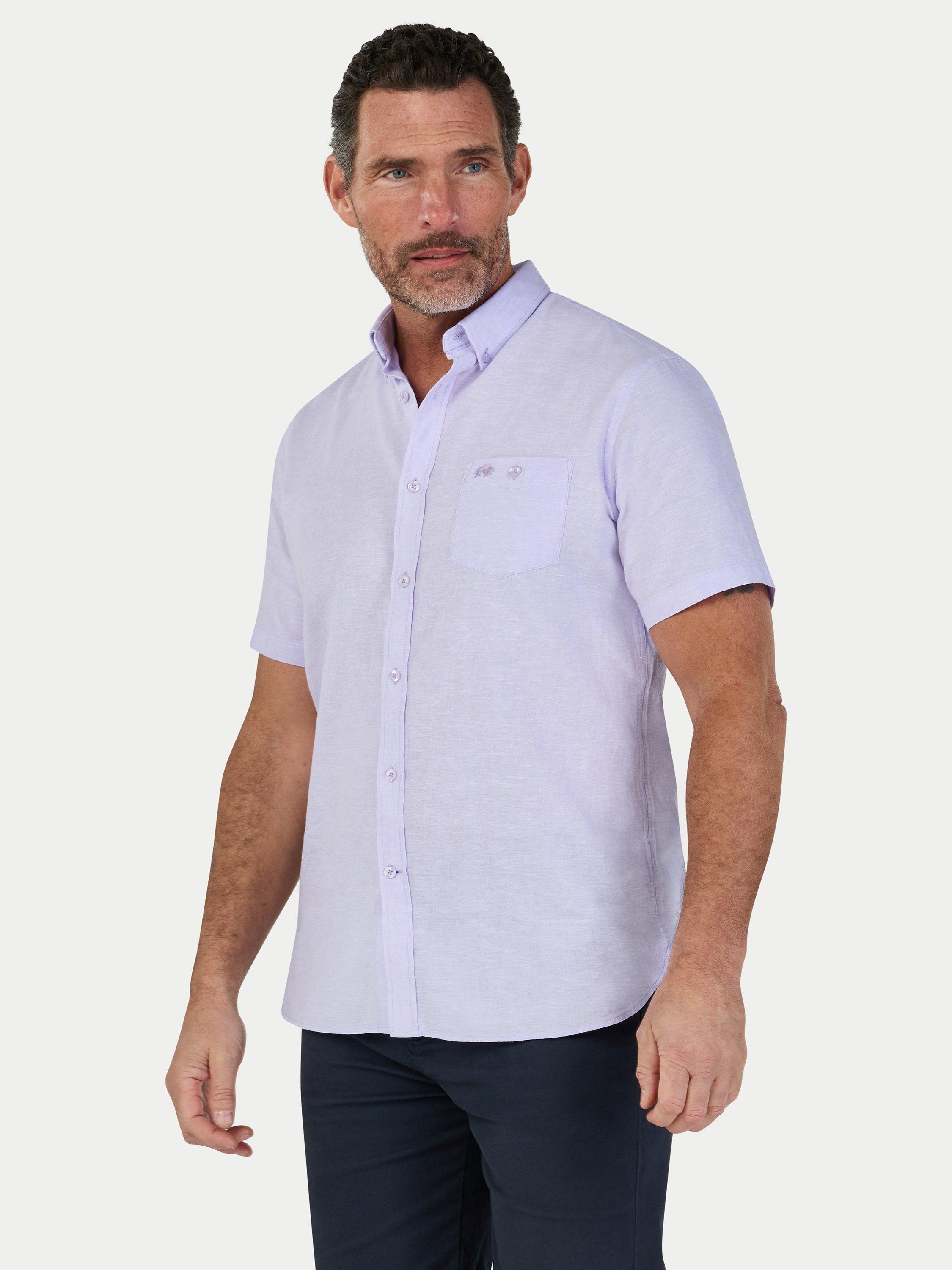 Raging Bull Linen Blend Classic Fit Shirt, Lilac