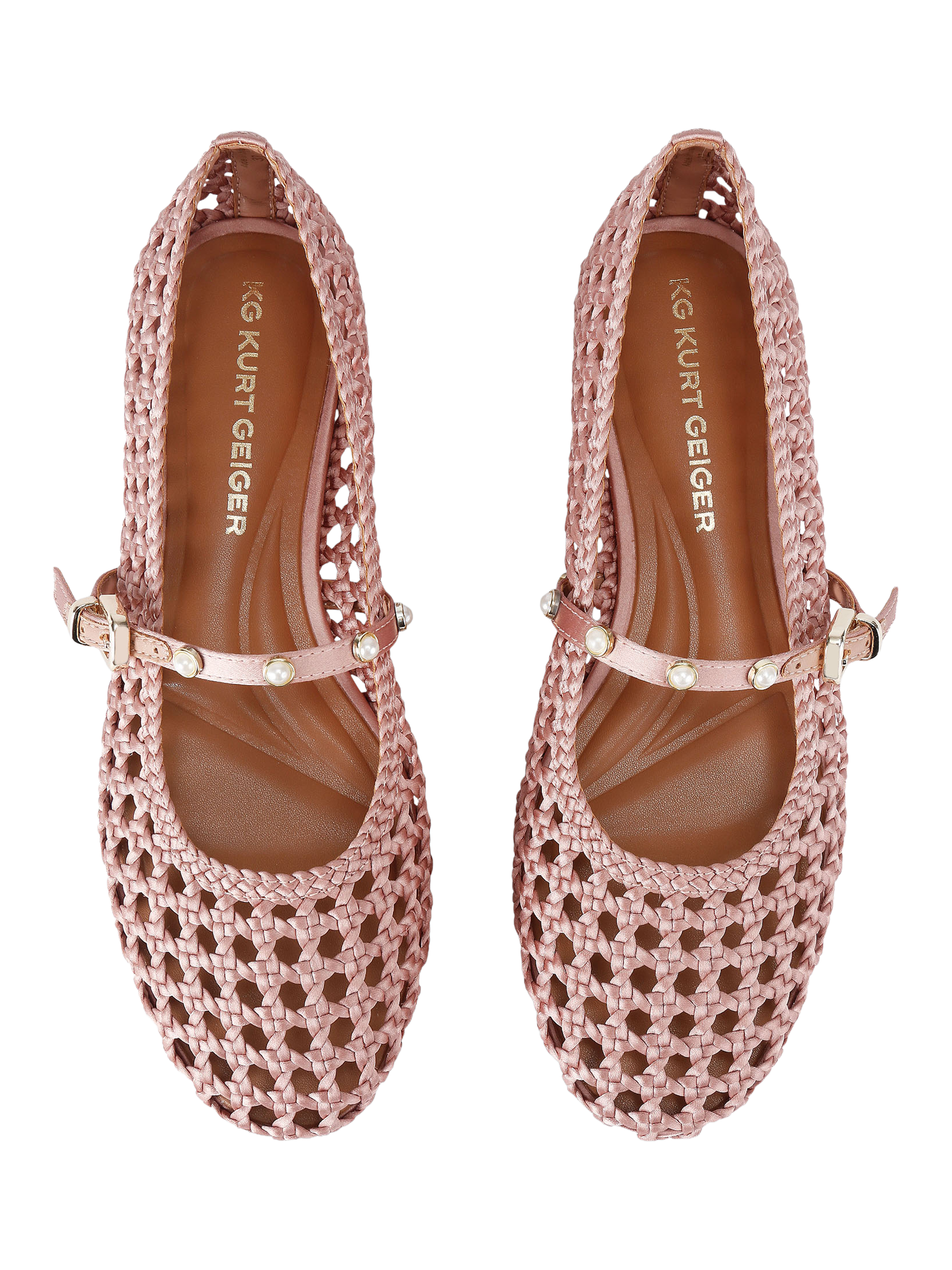 KG Kurt Geiger Rhoda Woven Mary Jane Ballerina Pumps, Pink Mid