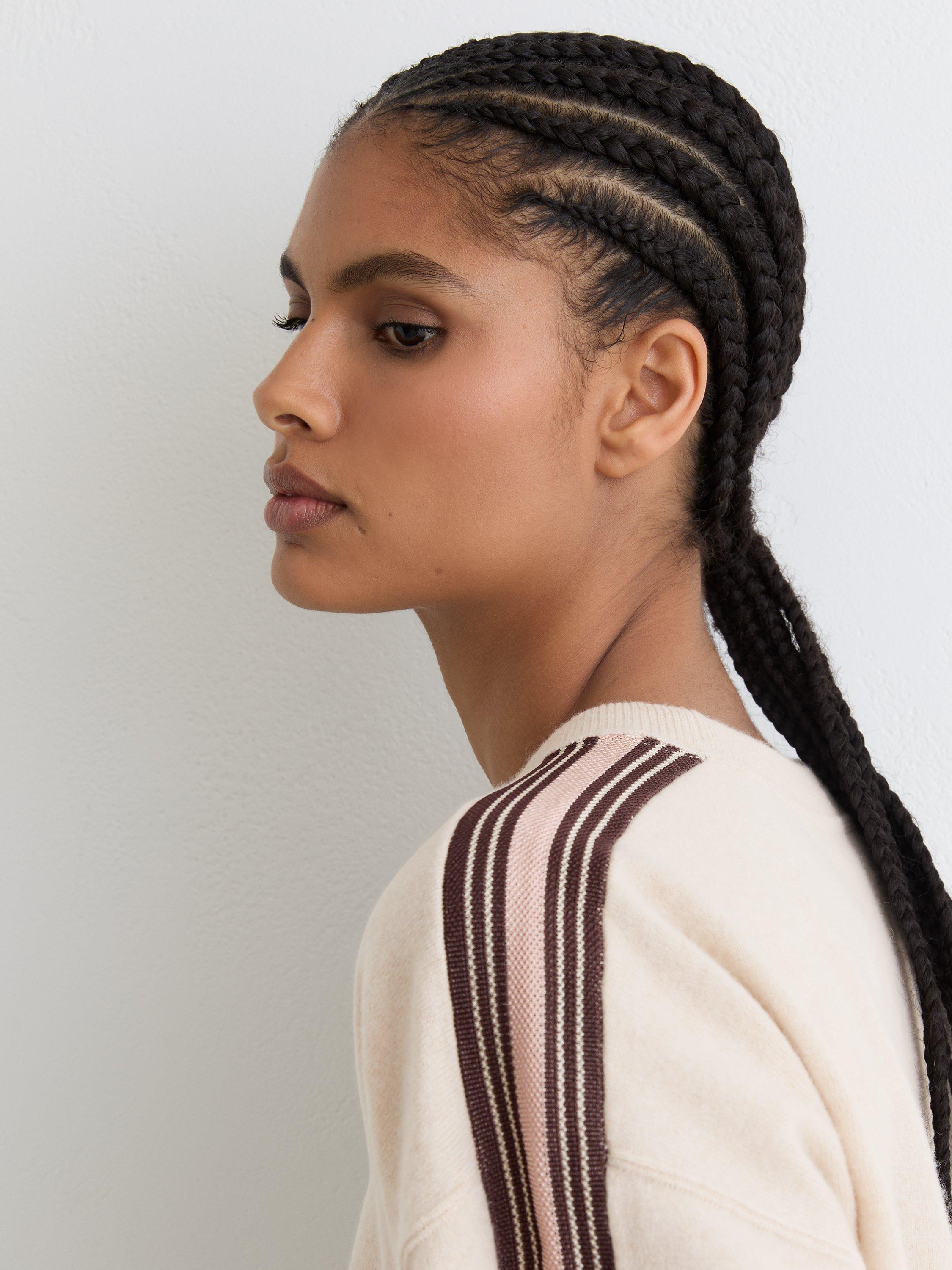 Reiss Carli Side Stripe Wool Rich Jumper, Cream/Pink