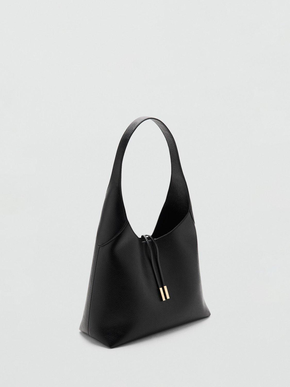 Mango Sculpted Faux Leather Shoulder Bag, Black