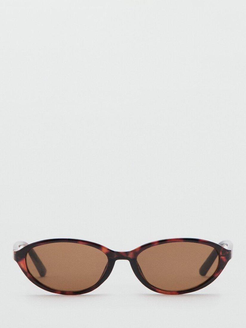 Mango Signature Oval Frame Sunglasses, Chocolate