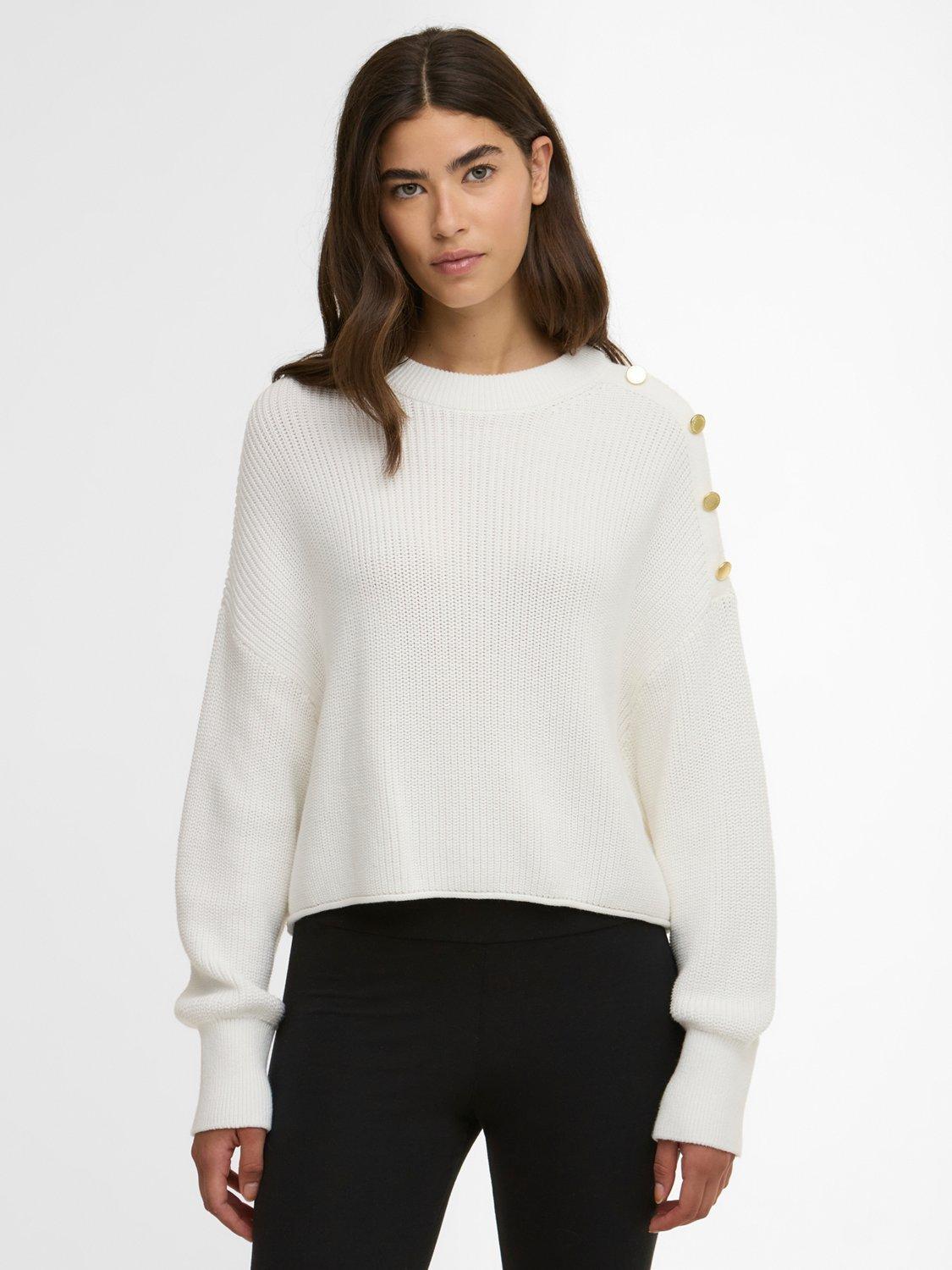 Barbour International Alexis Fisherman Knit Jumper, Off White