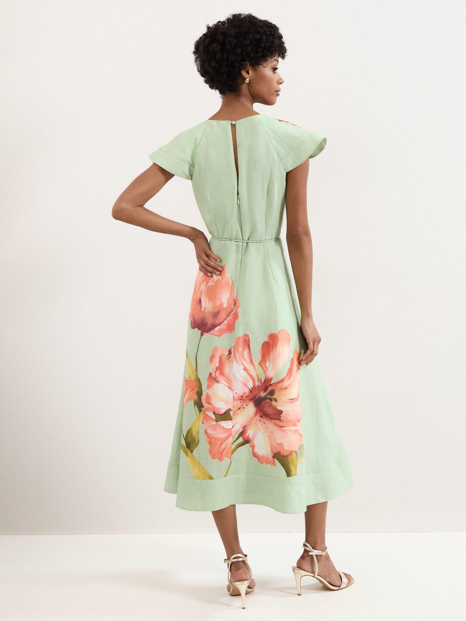 Phase Eight Matilda Floral Midi Dress, Green/Multi