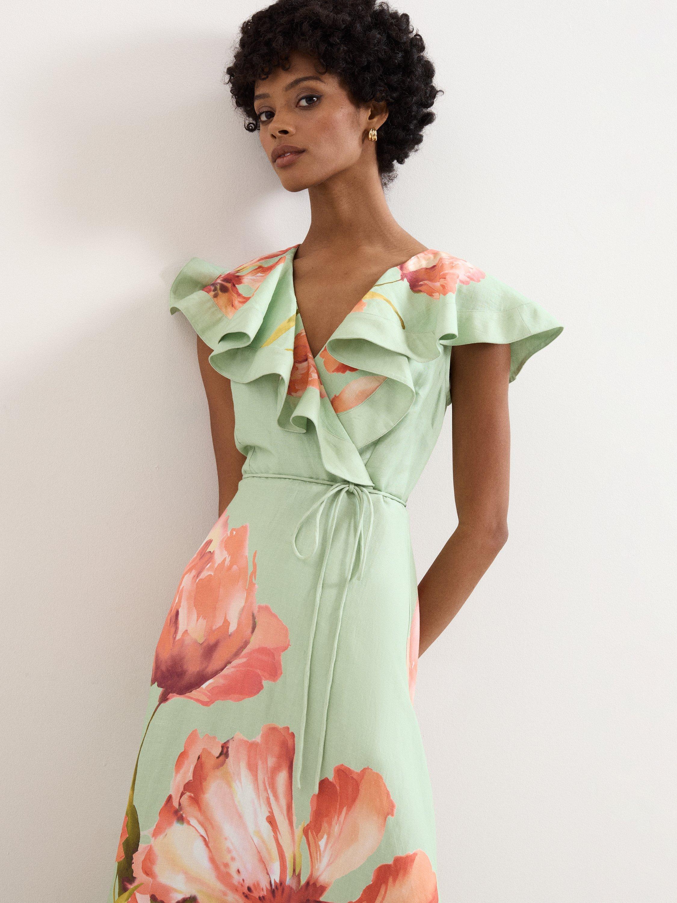 Phase Eight Matilda Floral Midi Dress, Green/Multi