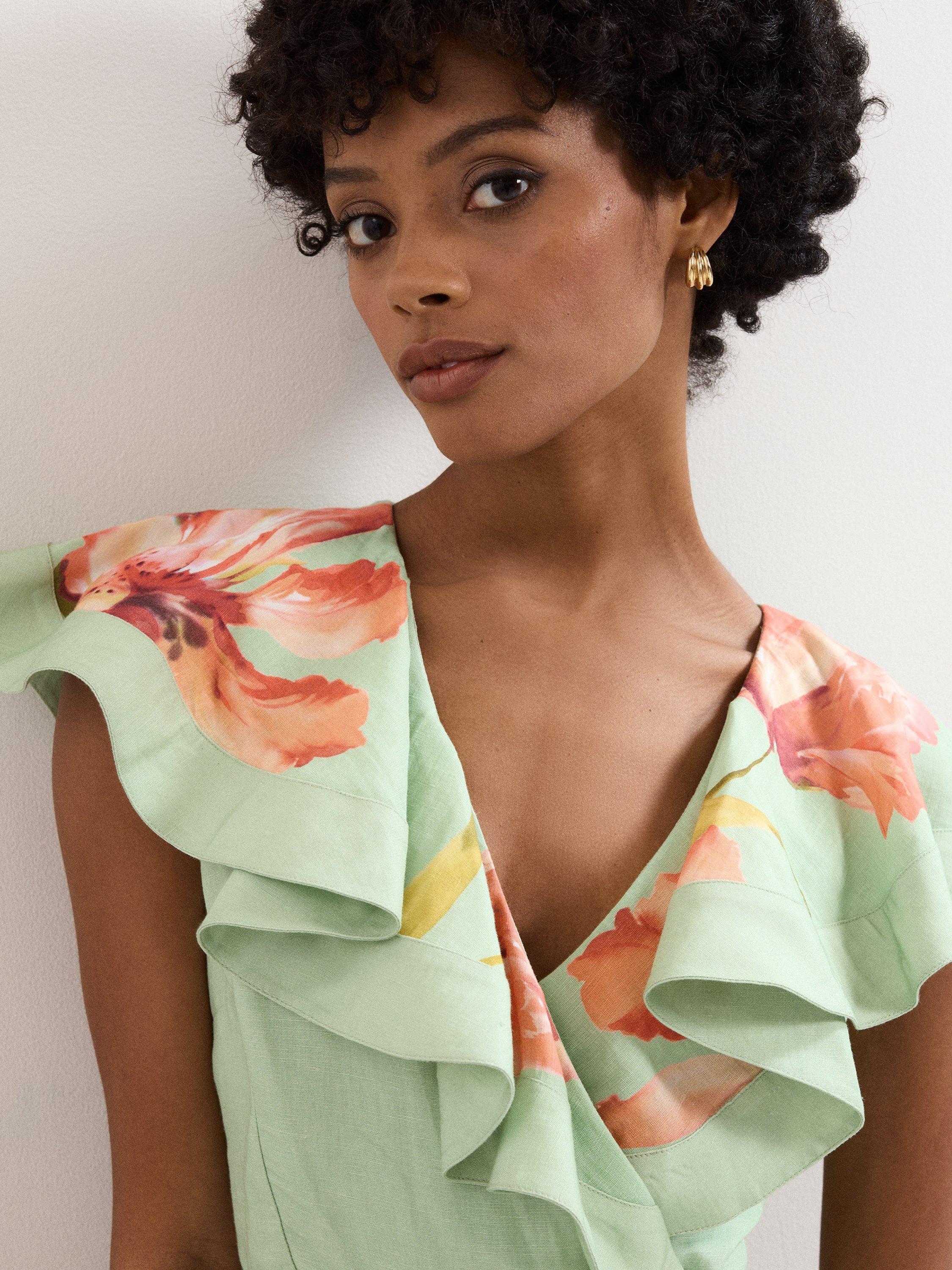 Phase Eight Matilda Floral Midi Dress, Green/Multi