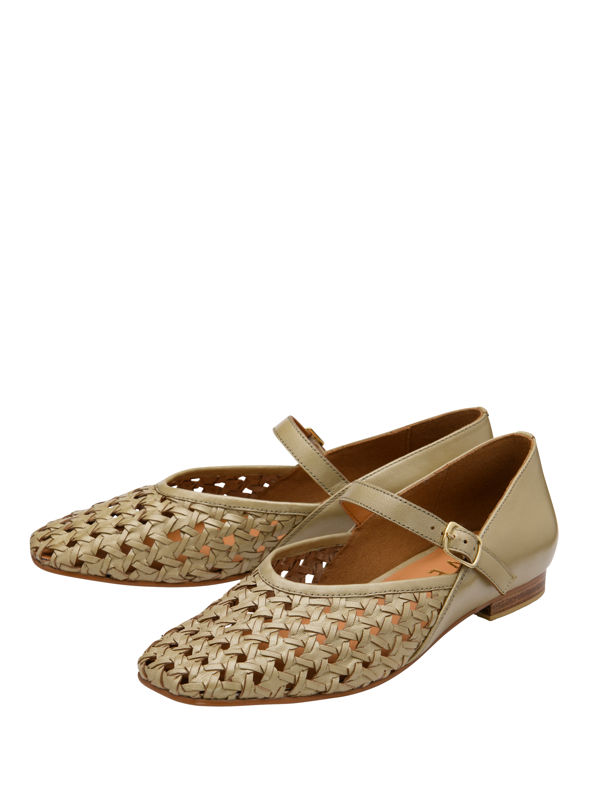 Ravel Ordley Woven Leather Mary Janes, Gold