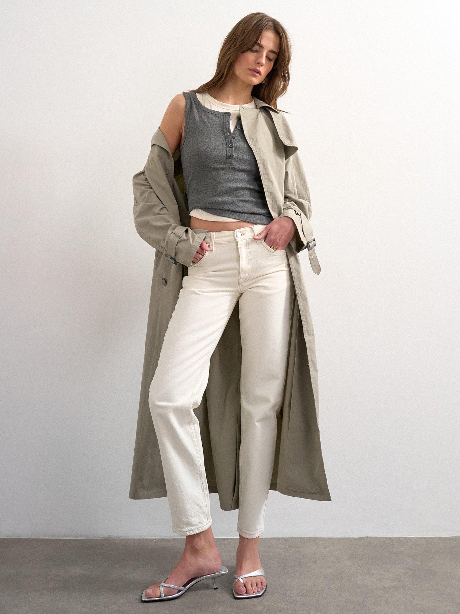 Topshop Runway Straight Leg Jeans, White