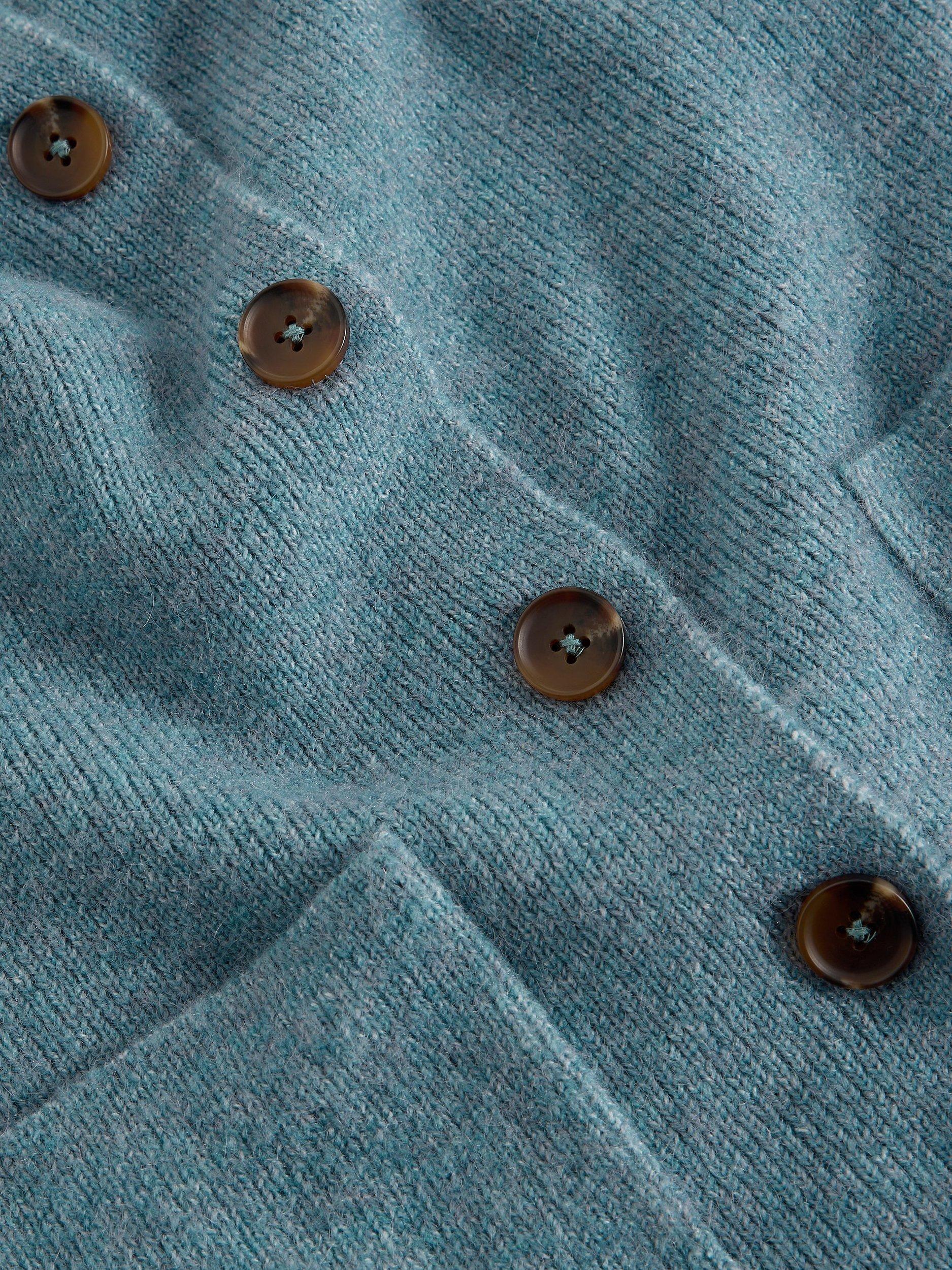 White Stuff Margot High Neck Fuzzy Cardigan, Blue