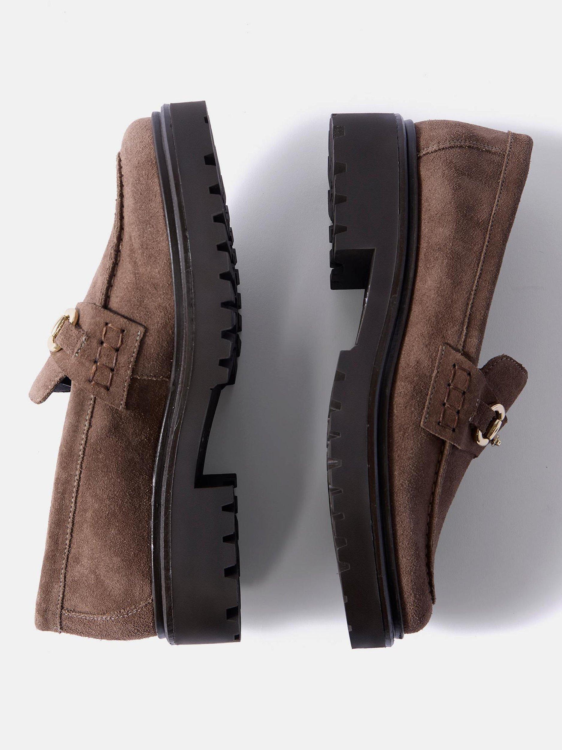 Mint Velvet Emery Suede Chunky Loafers, Brown