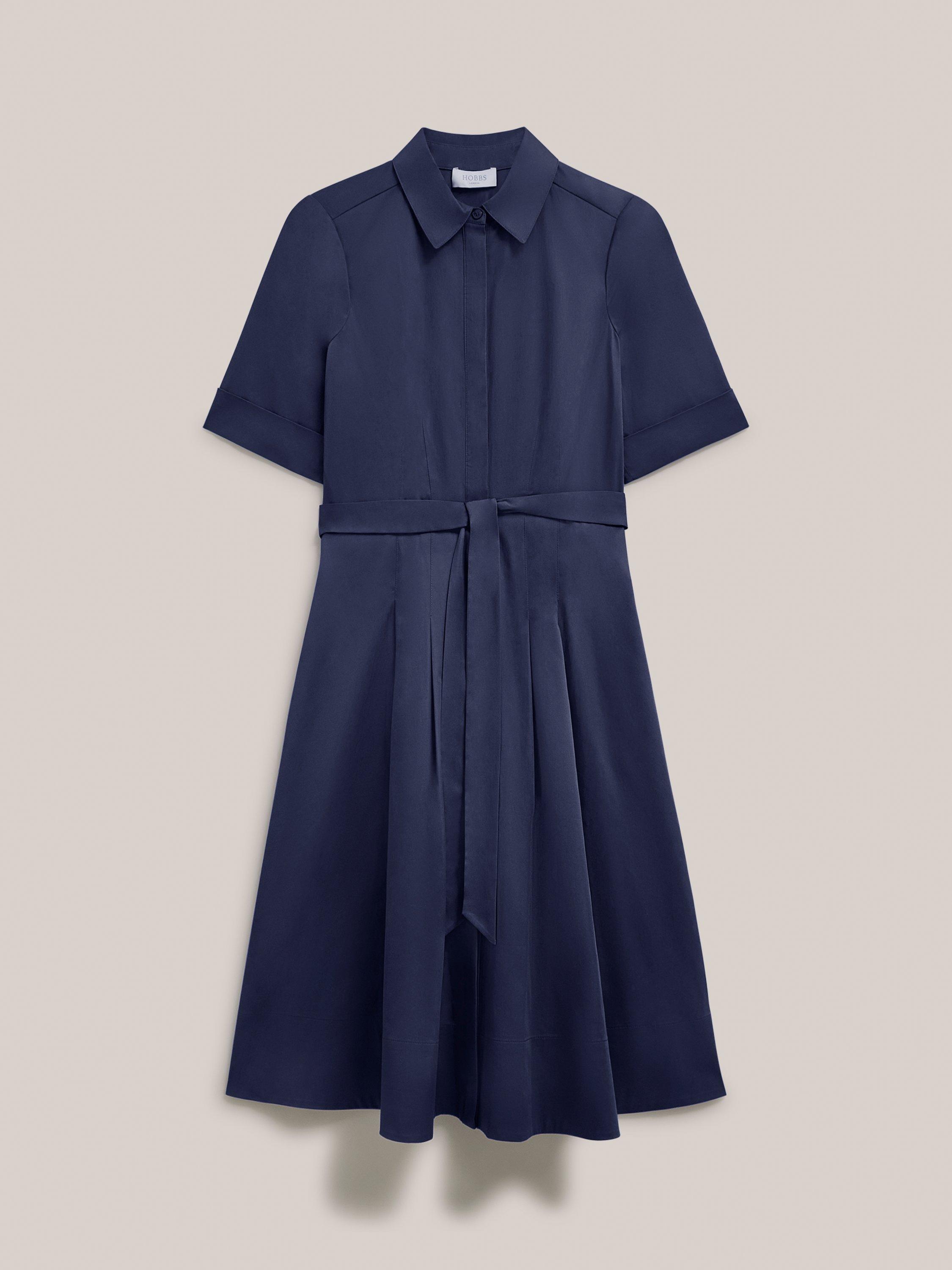 Hobbs Petite Brigitta Collared Shirt Dress, Midnight Navy, 12