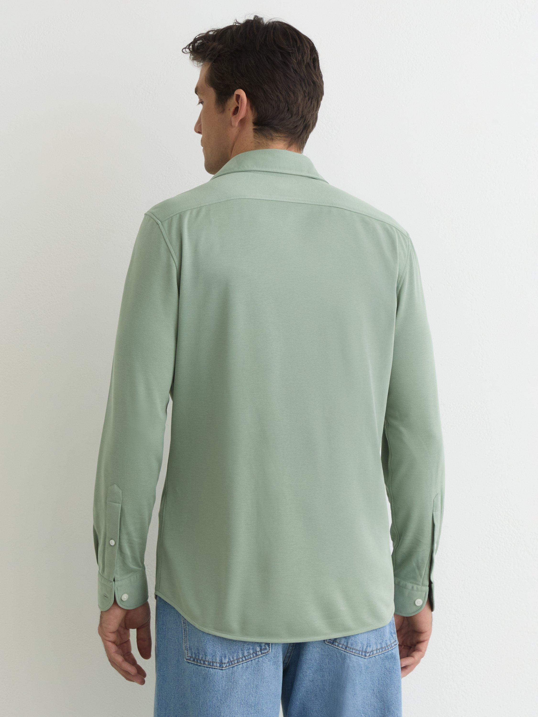 Reiss Davaro Washed Modal Regular Fit Shirt, Green