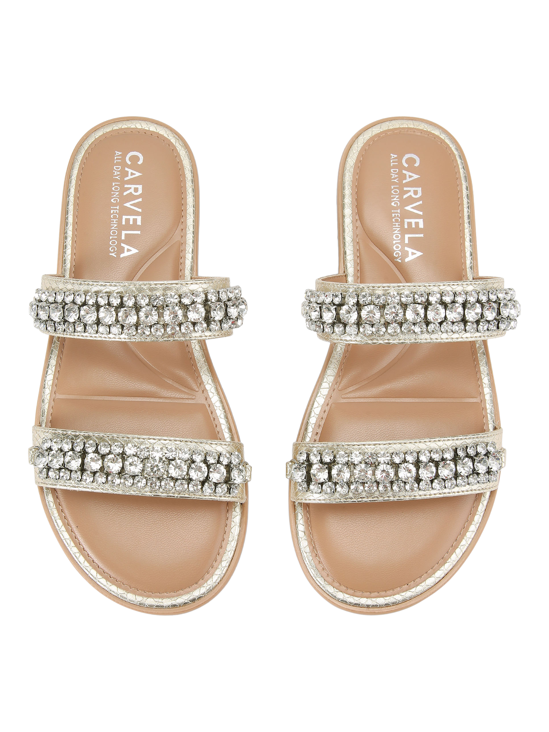 Carvela Lusso Embellished Footbed Sandals, Gold