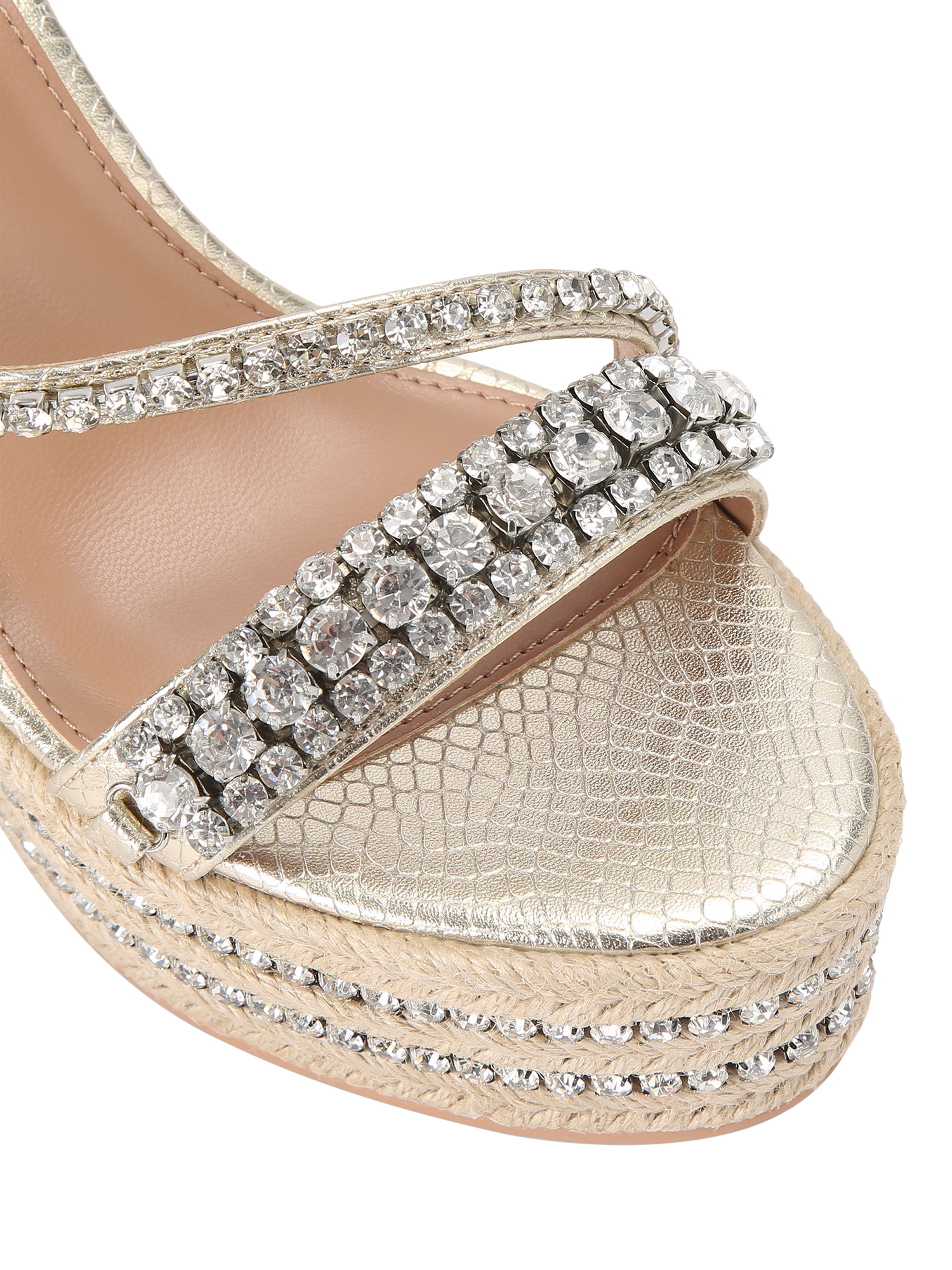 Carvela Lusso Embellished Wedge Heel Espadrille Sandals, Gold