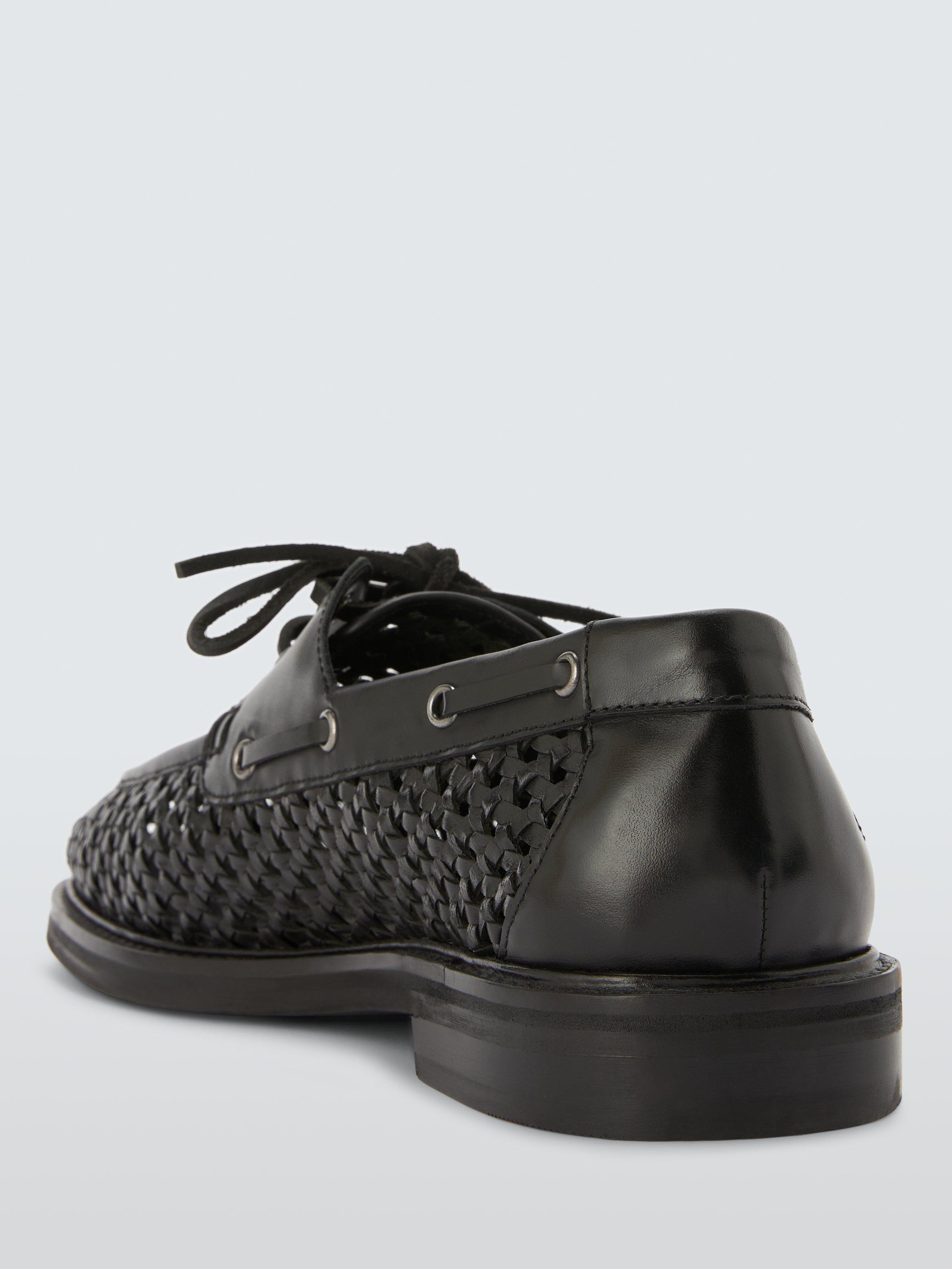 John Lewis x LABRUM Hand Weaved Leather Boat Shoe, Black
