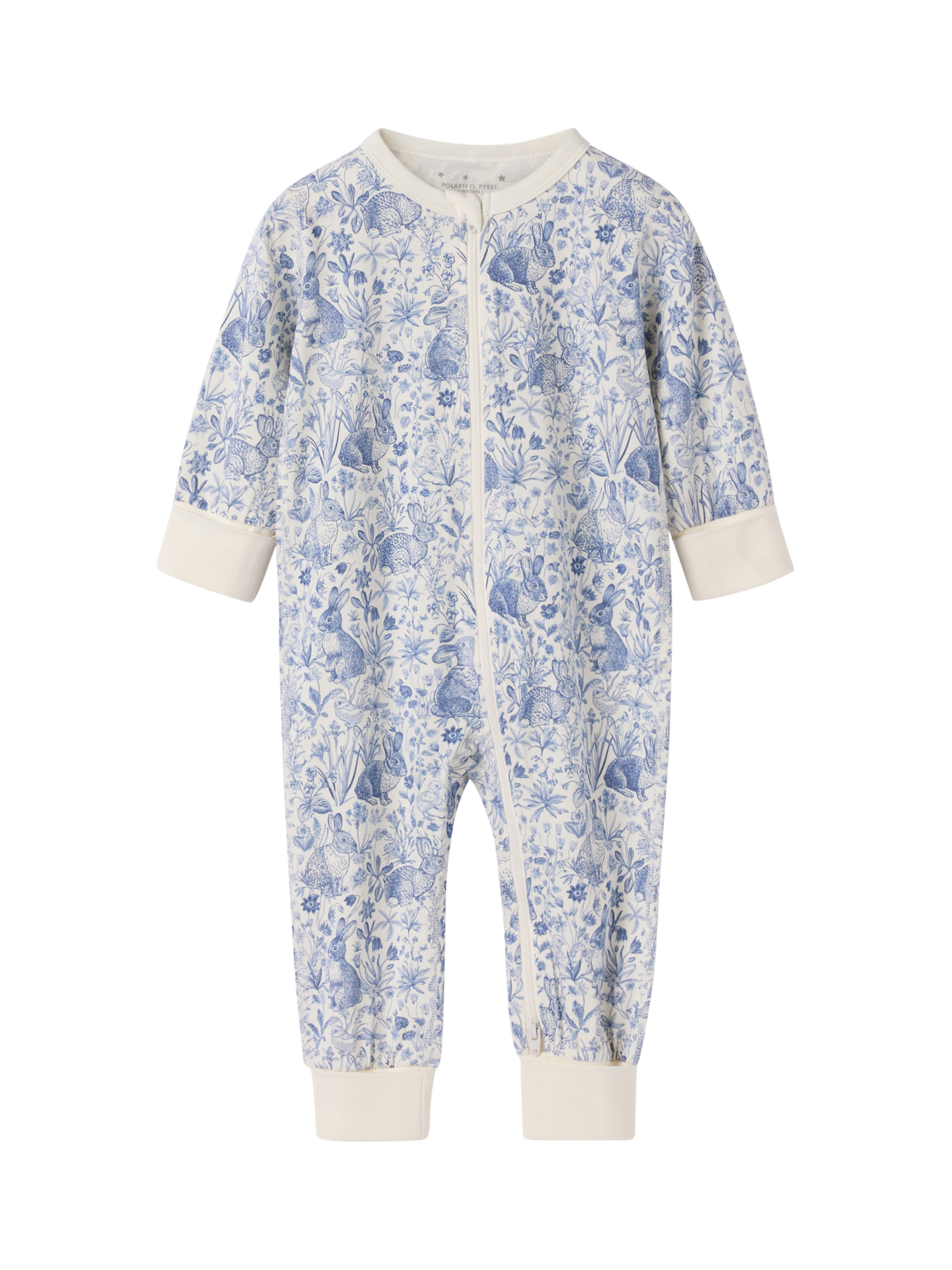 Polarn O. Pyret Baby Floral Long Sleeve Sleepsuit, Blue