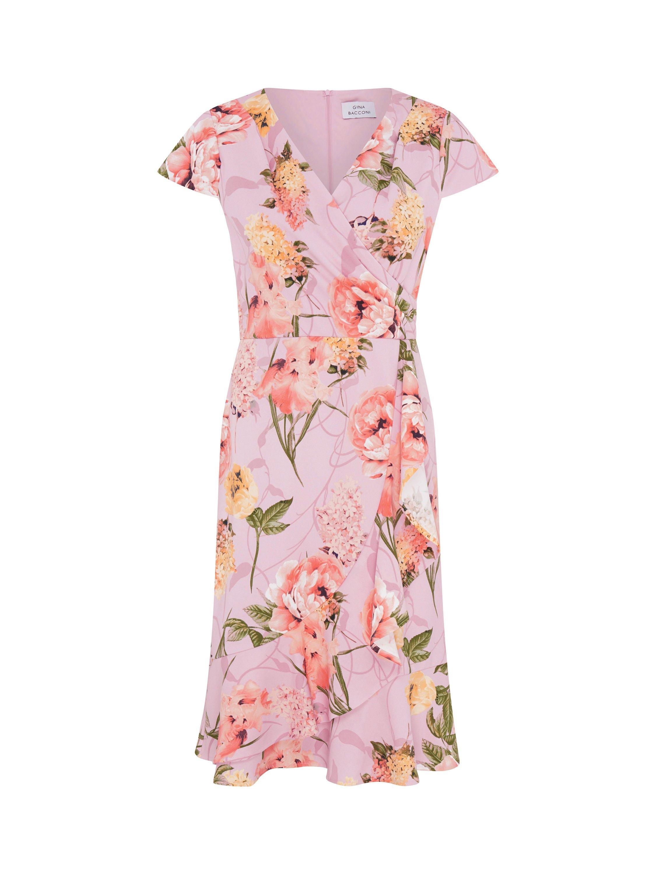 Gina Bacconi Marlena Floral Ruffle Dress, Pink