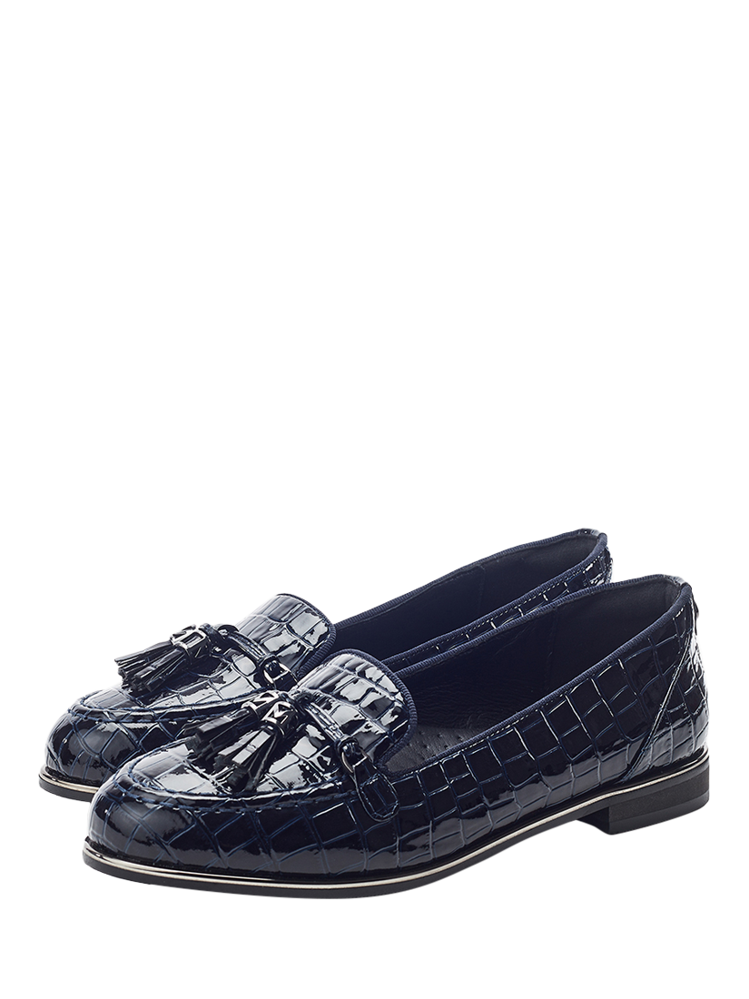 Moda in Pelle Eriinn Croc Effect Tassel Loafers, Navy