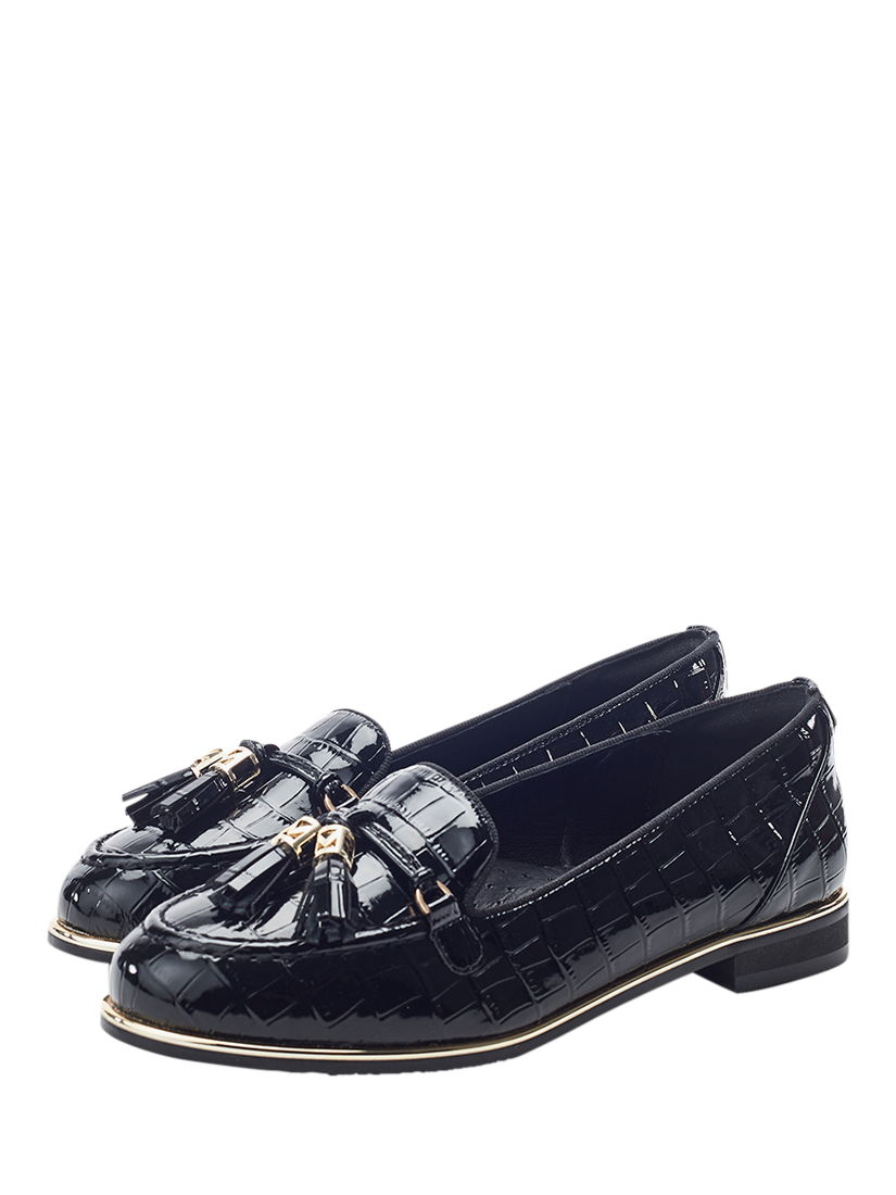 Moda in Pelle Eriinn Croc Effect Tassel Loafers, Black