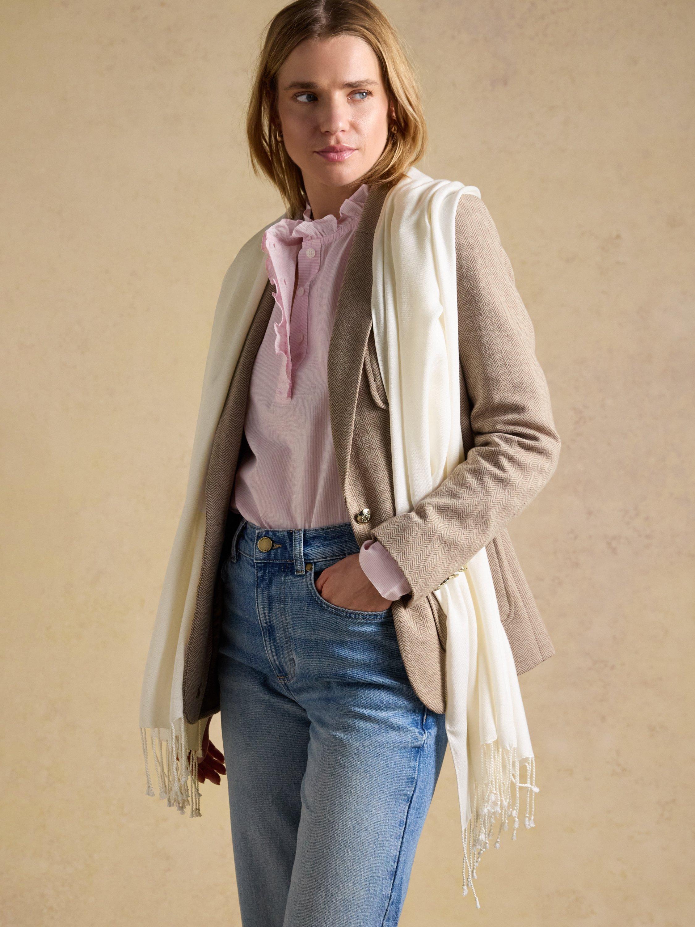 Joules Ascot Tasseled Pashmina, Cream