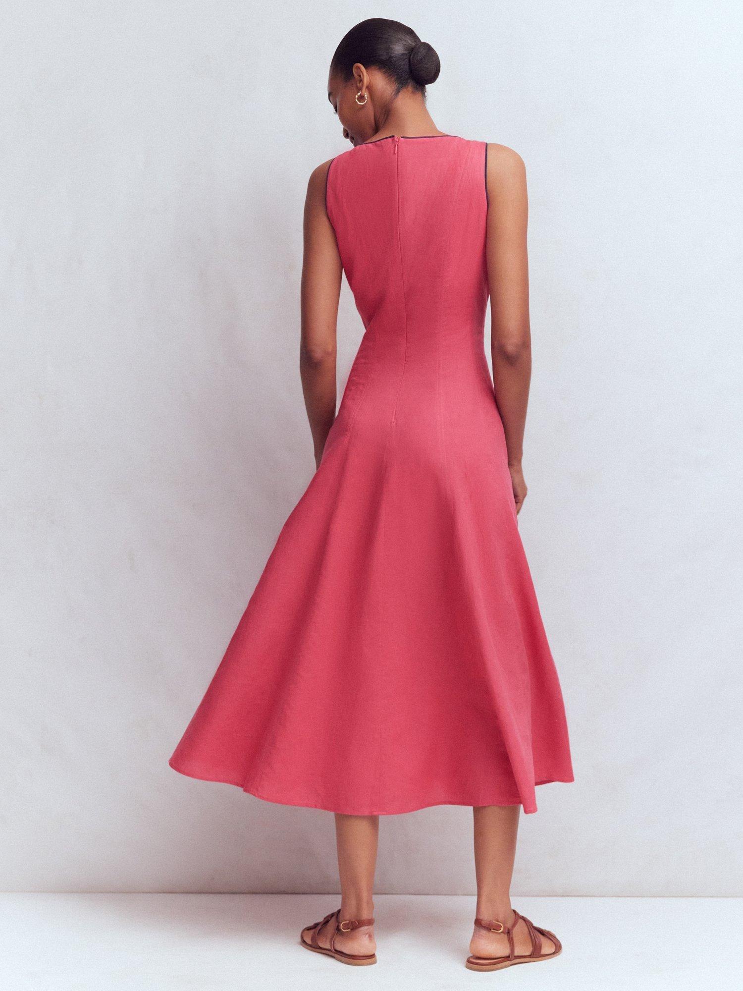 Boden Annet Linen Rich Sleeveless Dress, Hollyberry