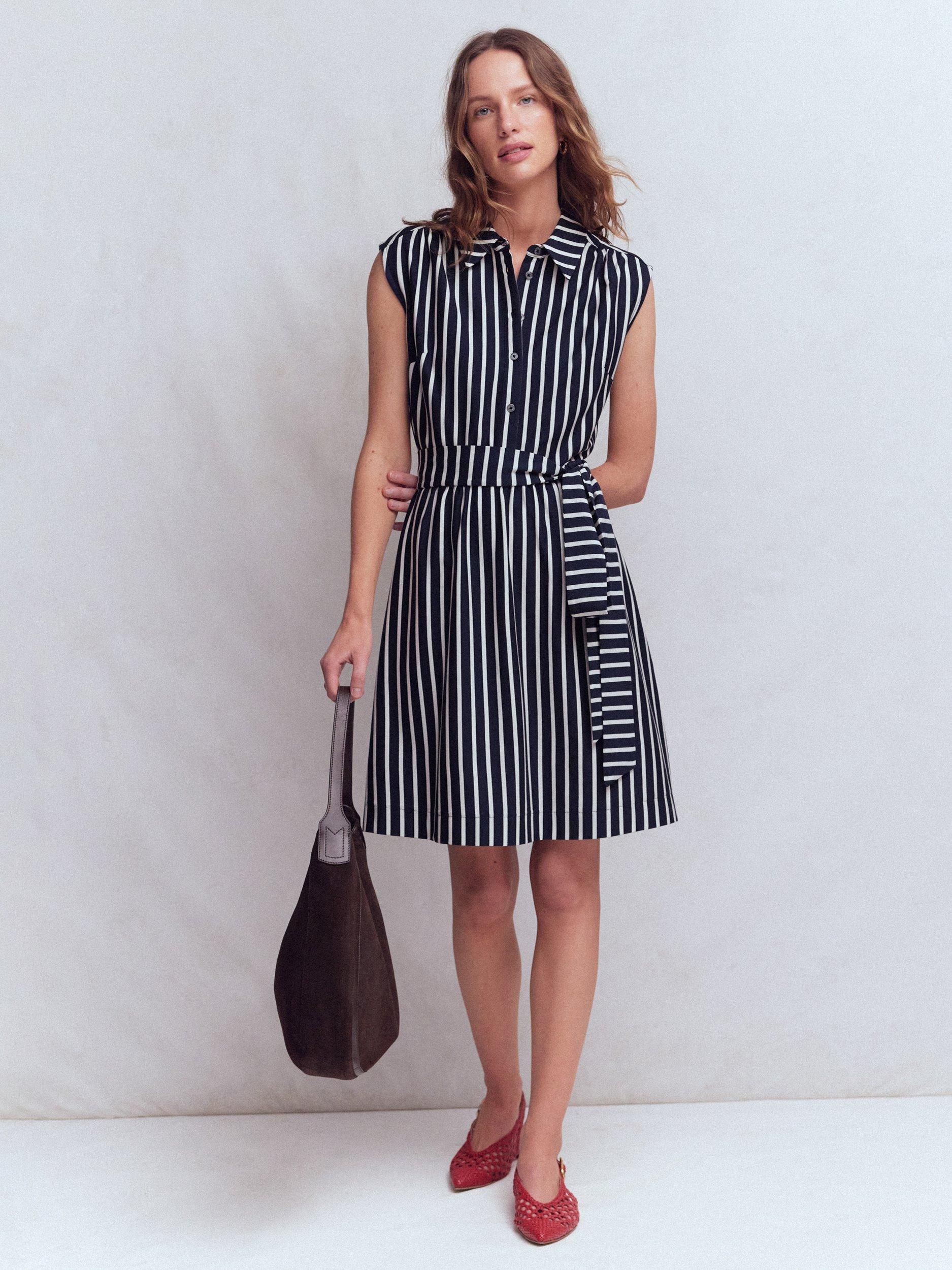 Boden Honor Stripe Shirt Dress, Navy/White