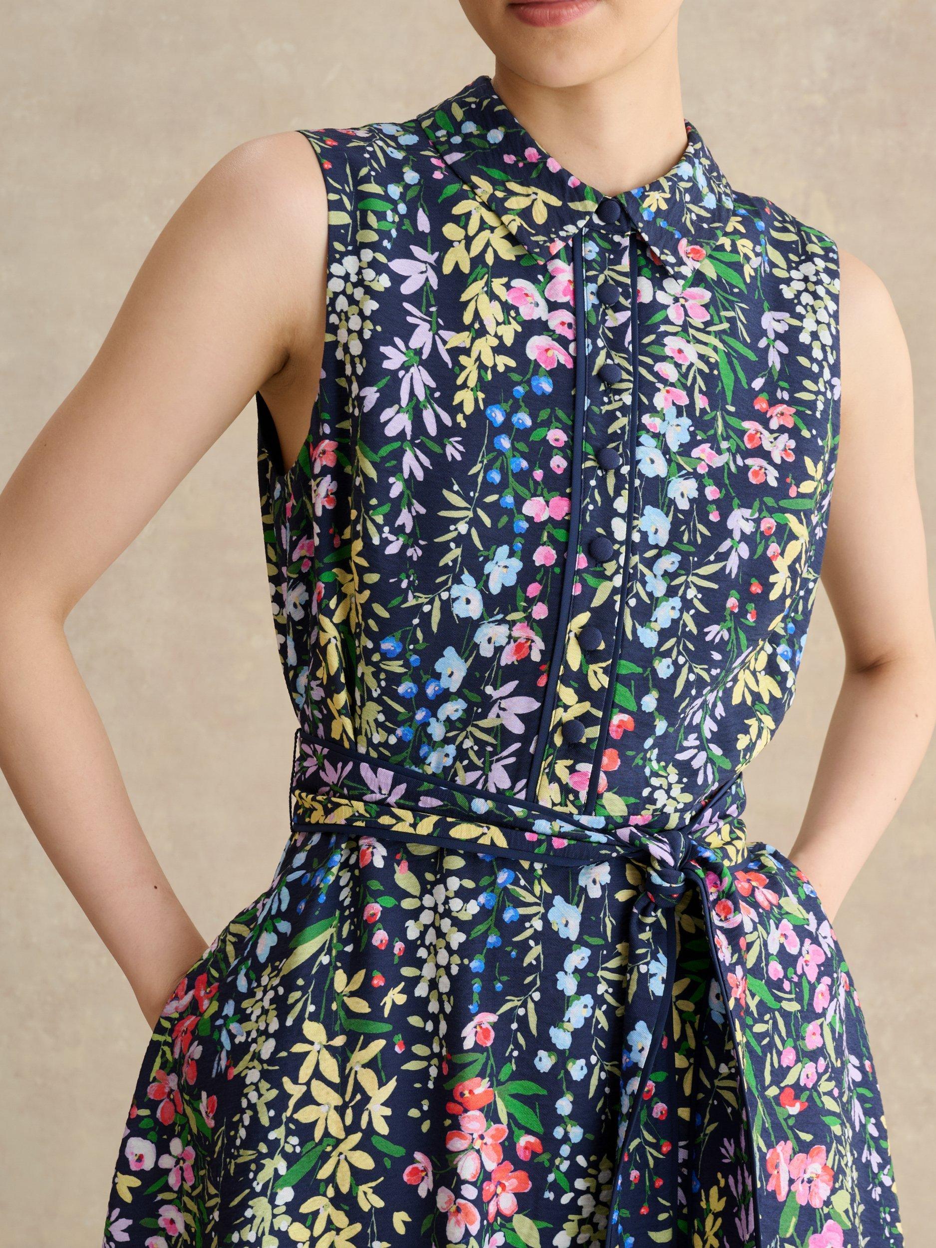 Hobbs Petite Alberta Floral Shirt Dress, Midnight/Multi, 10