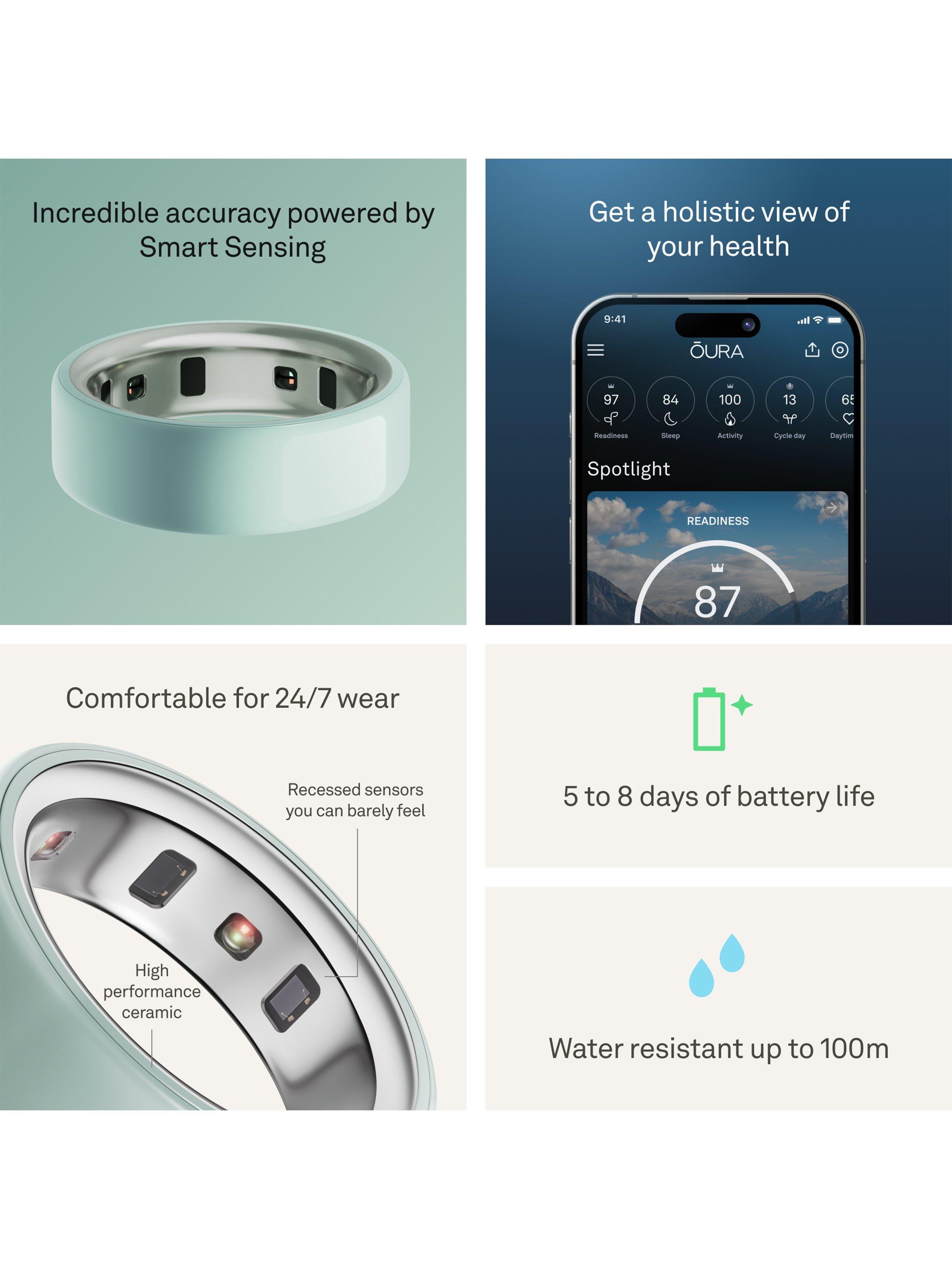 Oura Ring 4 Ceramic Health & Fitness Tracker Smart Ring, Tide