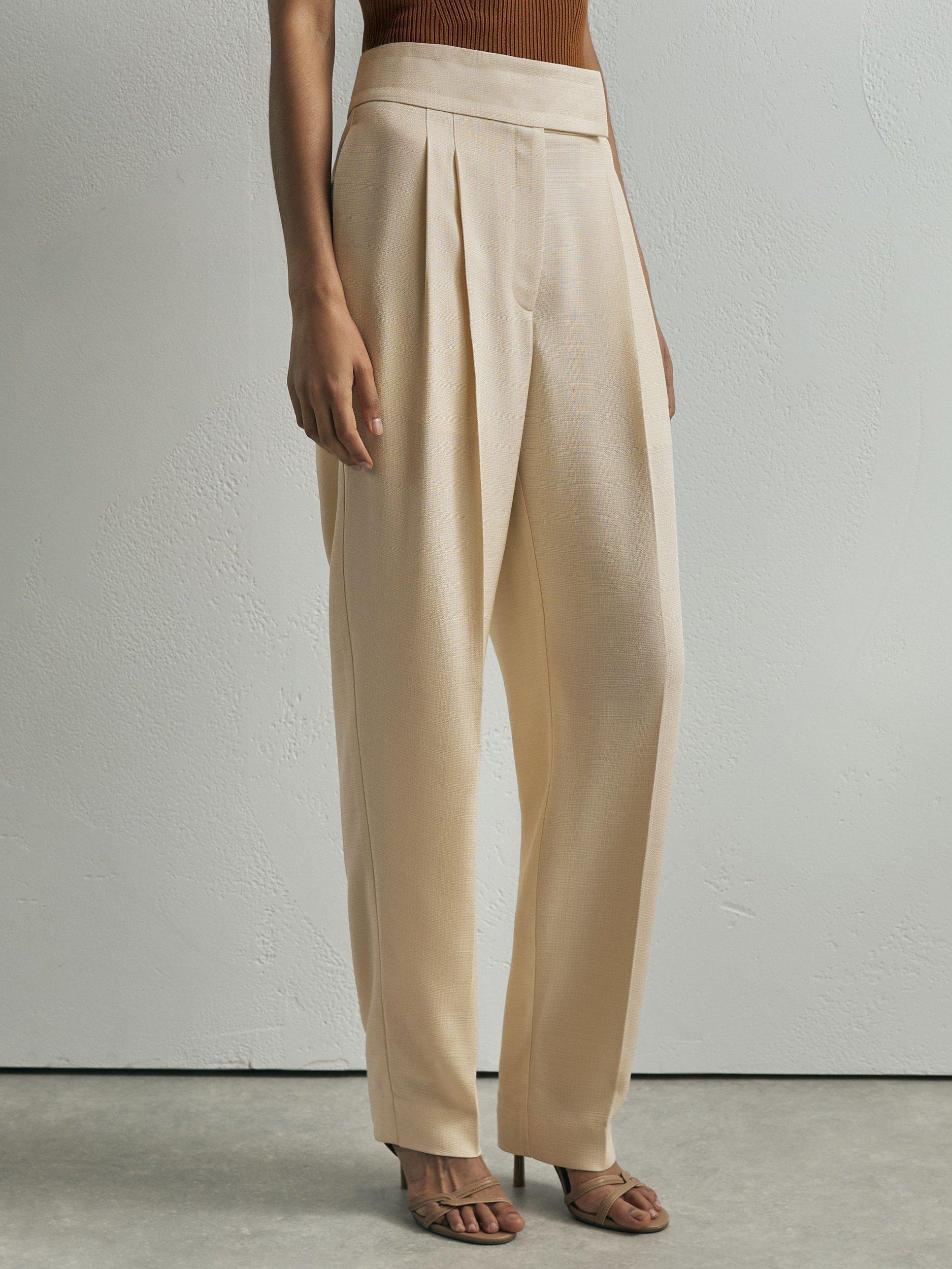 Reiss Camilla Straight Cut Tailored Trousers, Cream